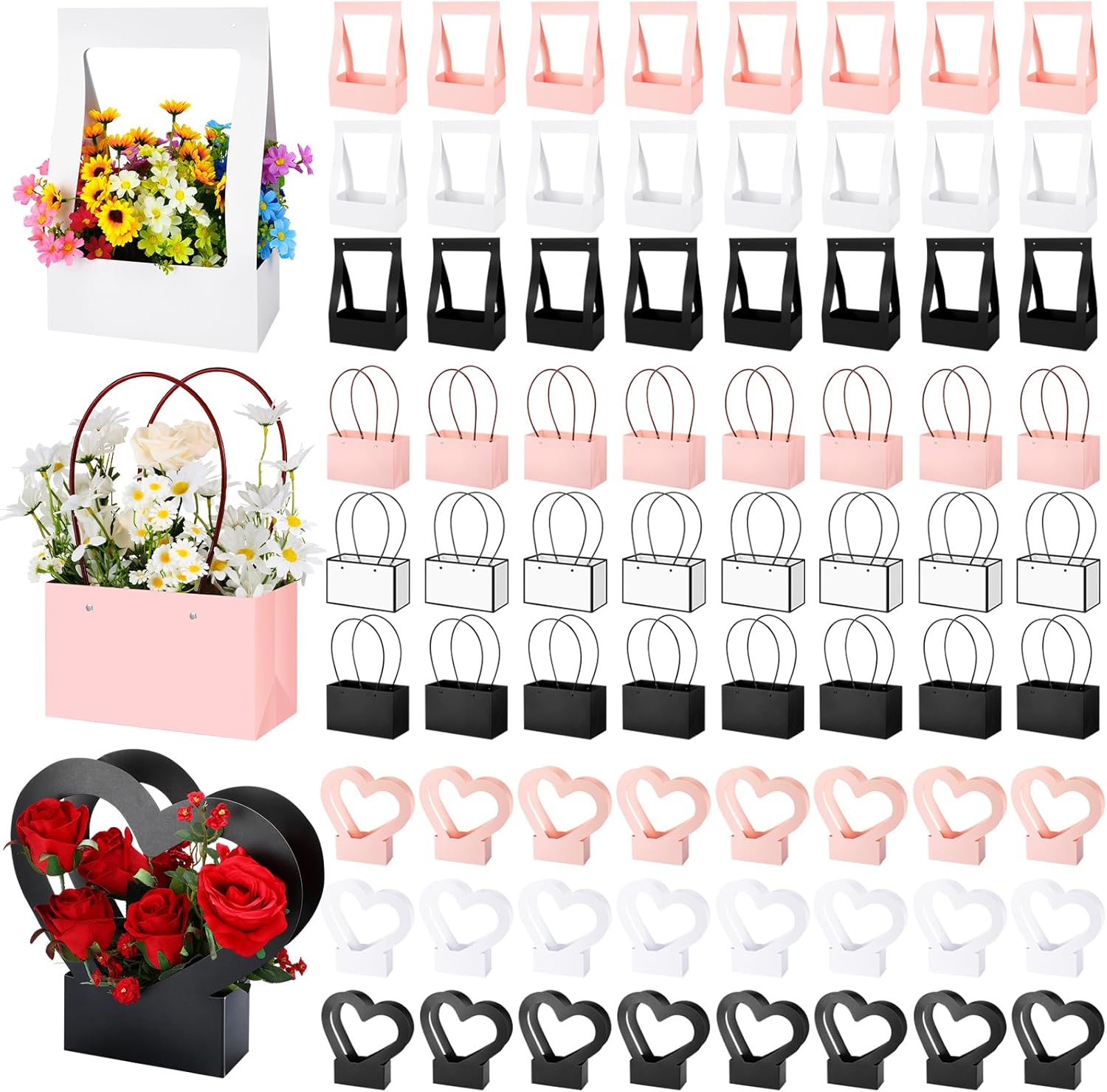 Amazon.com: PerKoop 90 Pcs Flower Bags for Bouquet Wrapping and ...