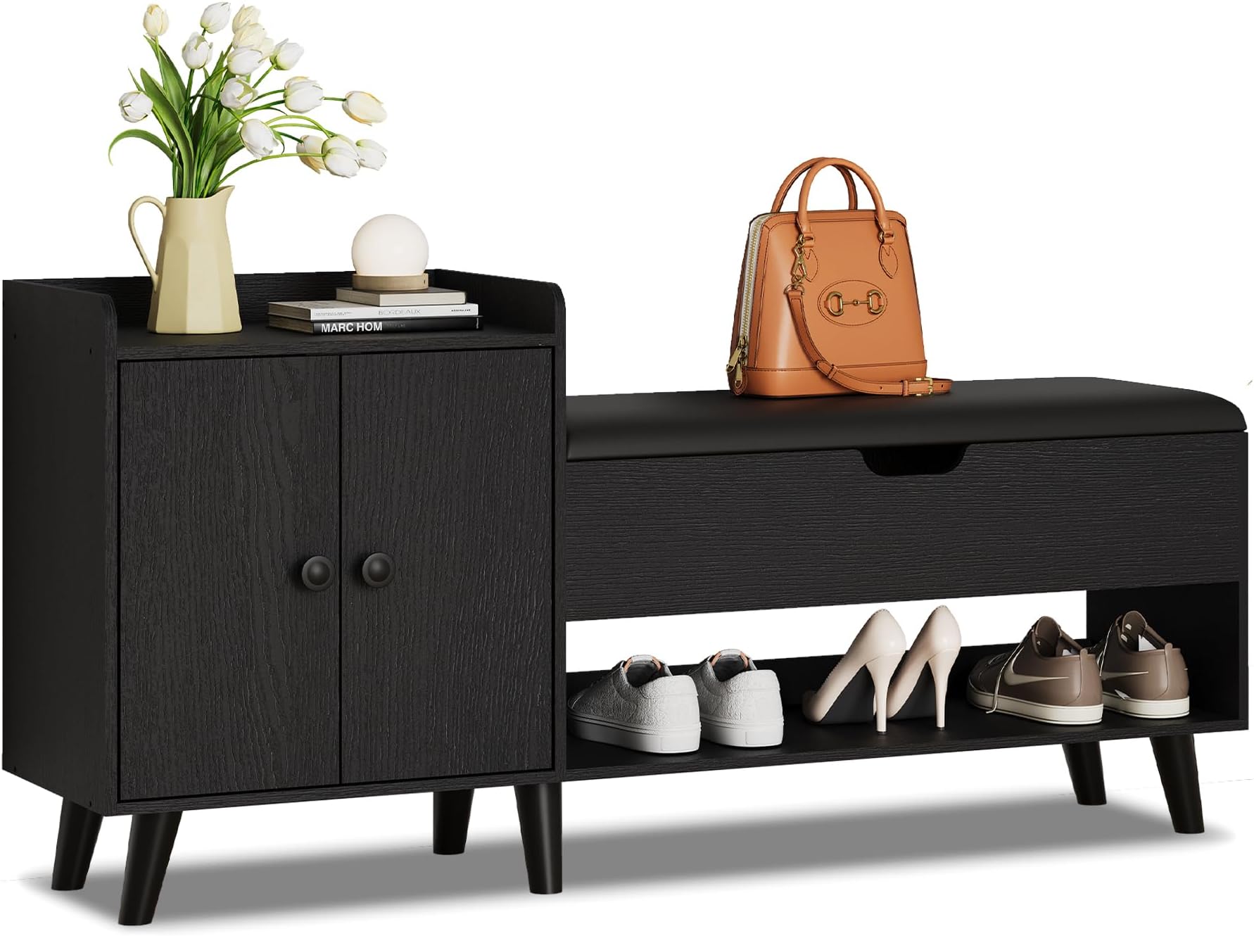 Amazon.com: Bonzy Home Shoe Cabinet with Flip Top Storage, 2 Tiers Shoe ...