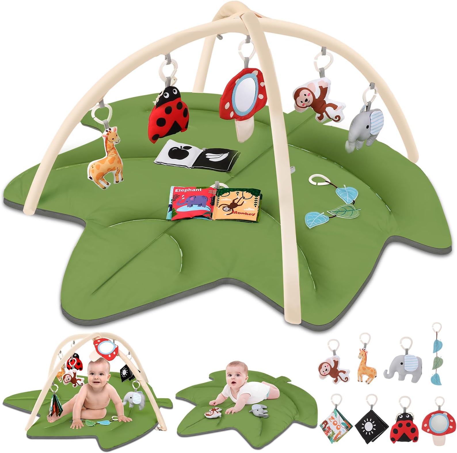 Amazon.com : Baby Play Gym & Activity Mat, Leaf Shaped Tummy Time Mat ...