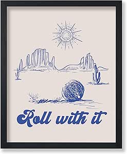 Amazon.com: Poster Master Roll With It Poster - Retro Blue Tumbleweed ...