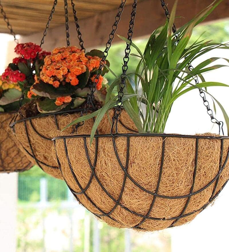 Go Hooked 10" Coir Hanging Basket/Coco Gardening Liner with Hanging ...