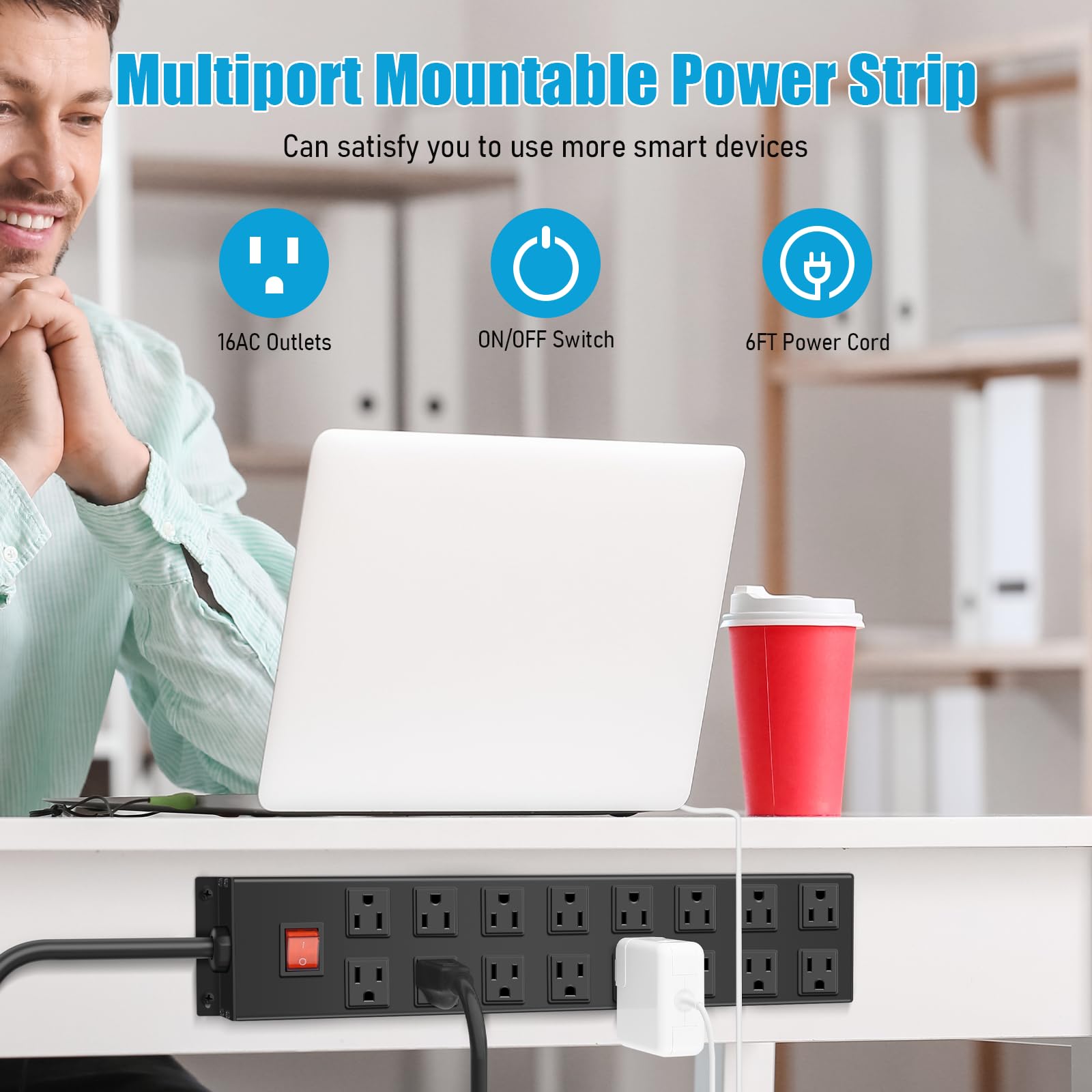 Snapklik.com : HHSOET Metal 16 Outlet Mountable Power Strip, Wall Mount ...