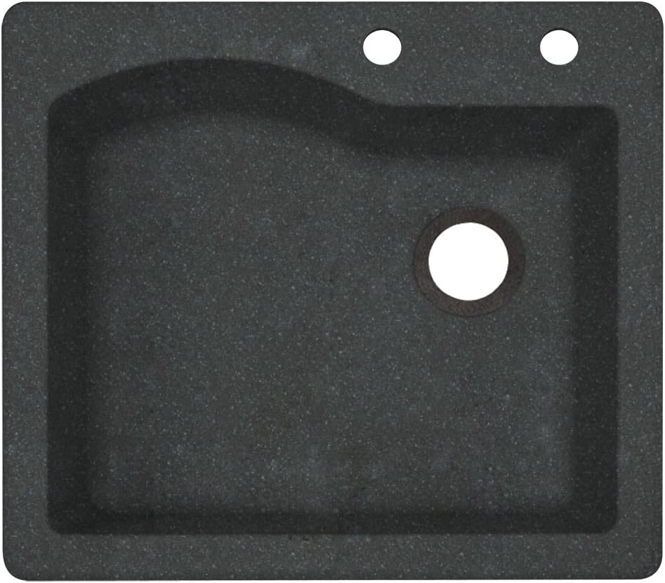 Swanstone QZ02522SB.077-2C 2-Hole Granite Kitchen Sink, 22" x 25", Nero ...