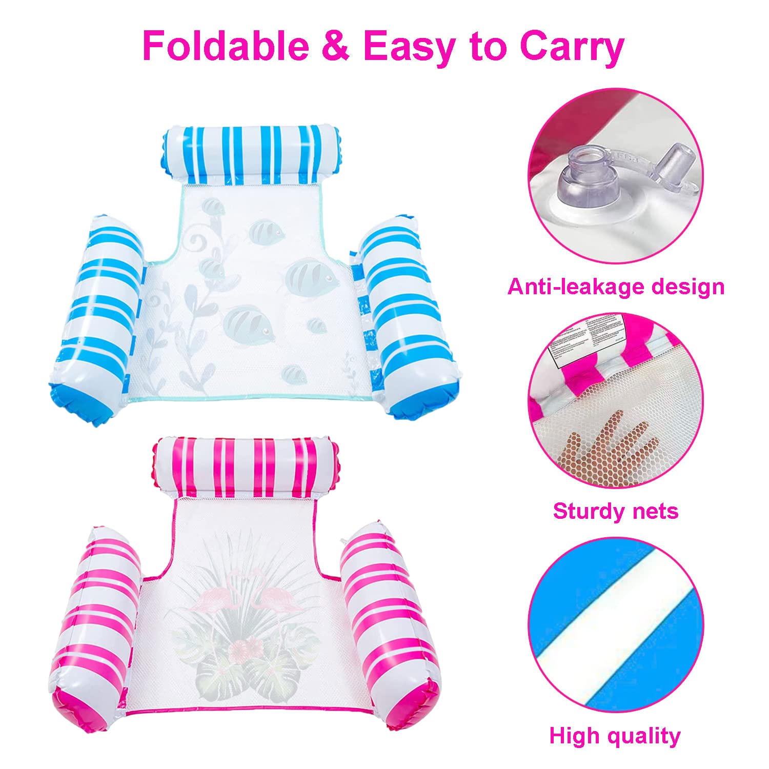 71Nmly 2Pack Inflatable Pool Floats Hammock,4-in-1 inflatable hammock ...