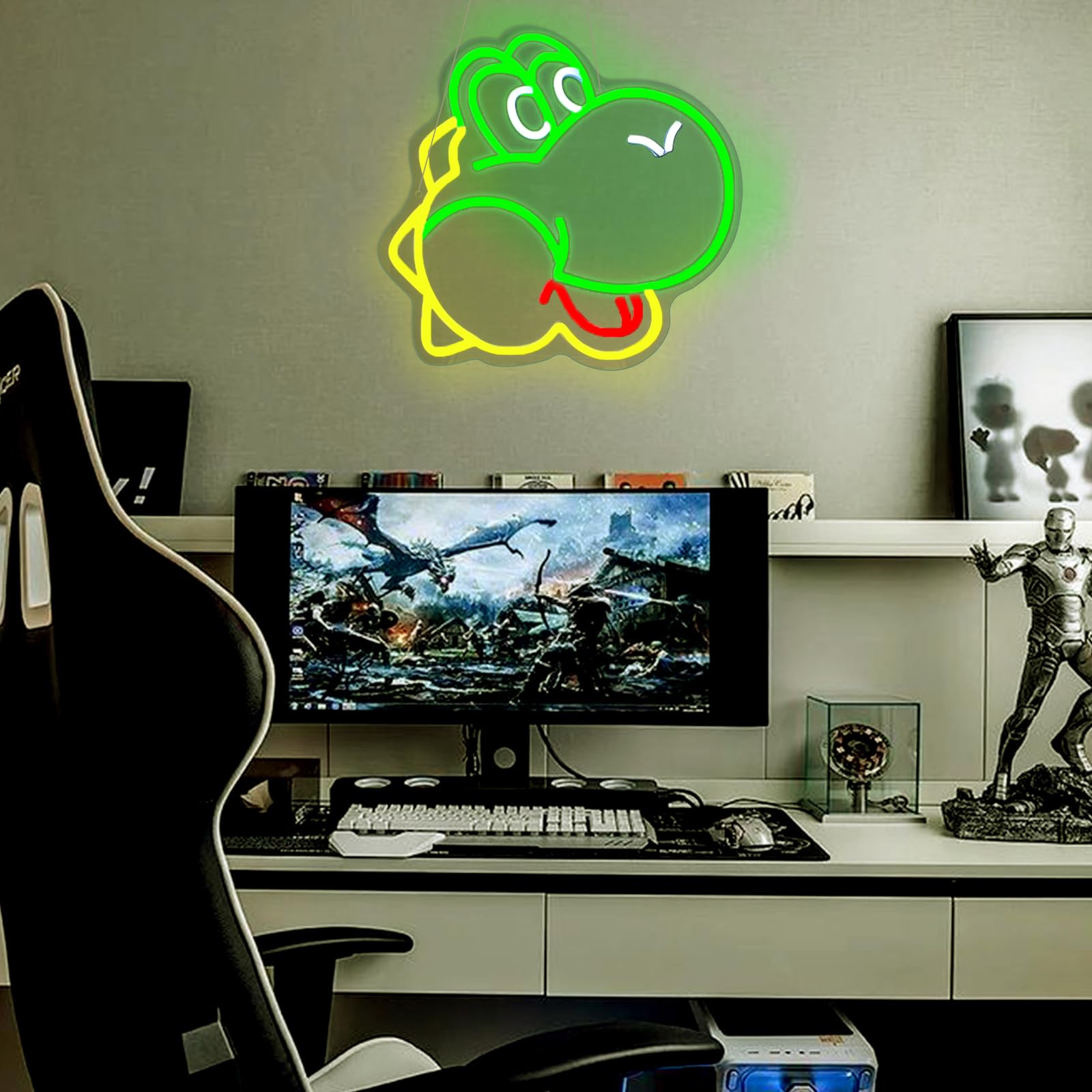 Yoshi Neon Sign Green Led Anime Dinosaur Neon Light Signs for Wall ...