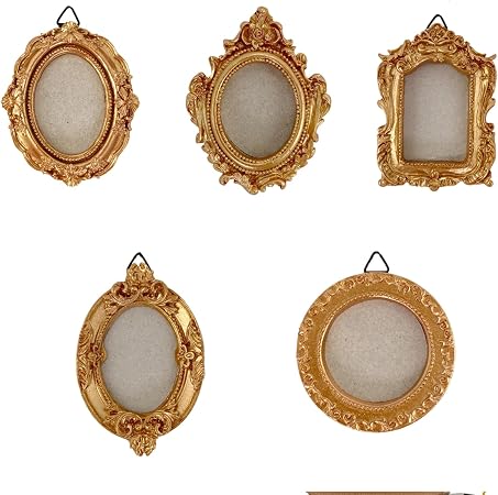 Amazon.com - Wokuaile 5 Pcs Miniature Picture Frames Mini Vintage Gold ...