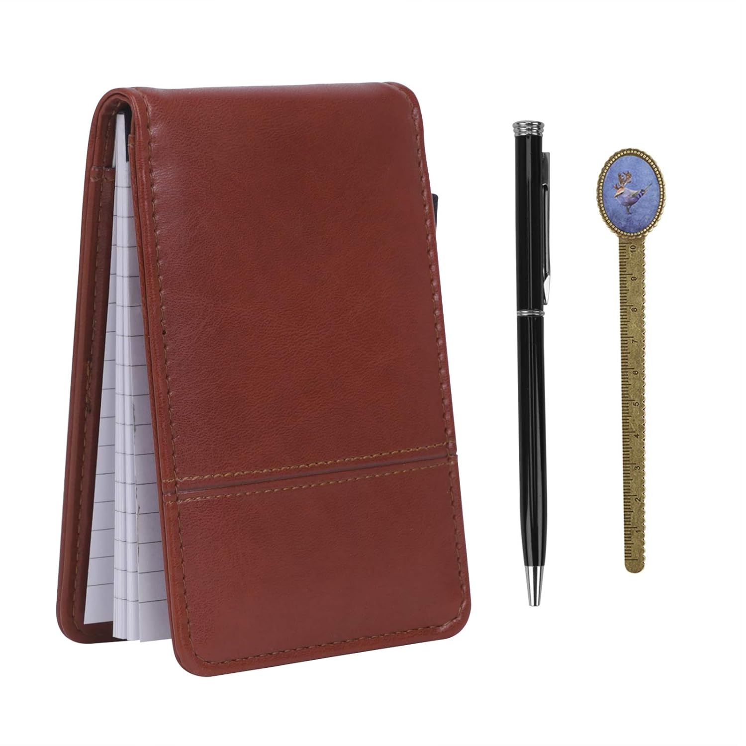 Amazon.com : Leather Memo Book with Calculator A7 Pocket Notebook Cover ...