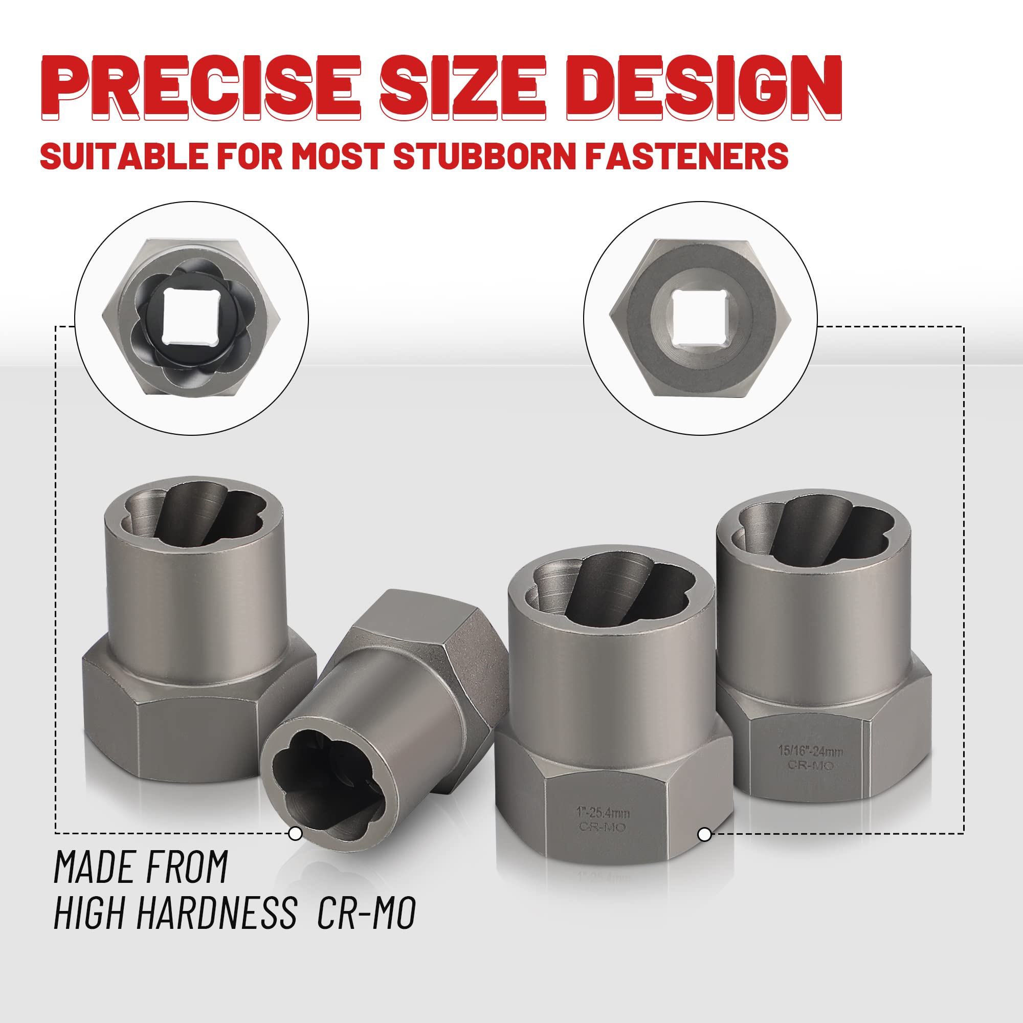 Snapklik.com : 5 Pcs Bolt Extractor Set Heavy Duty, 1/2 Drive Easy Out ...