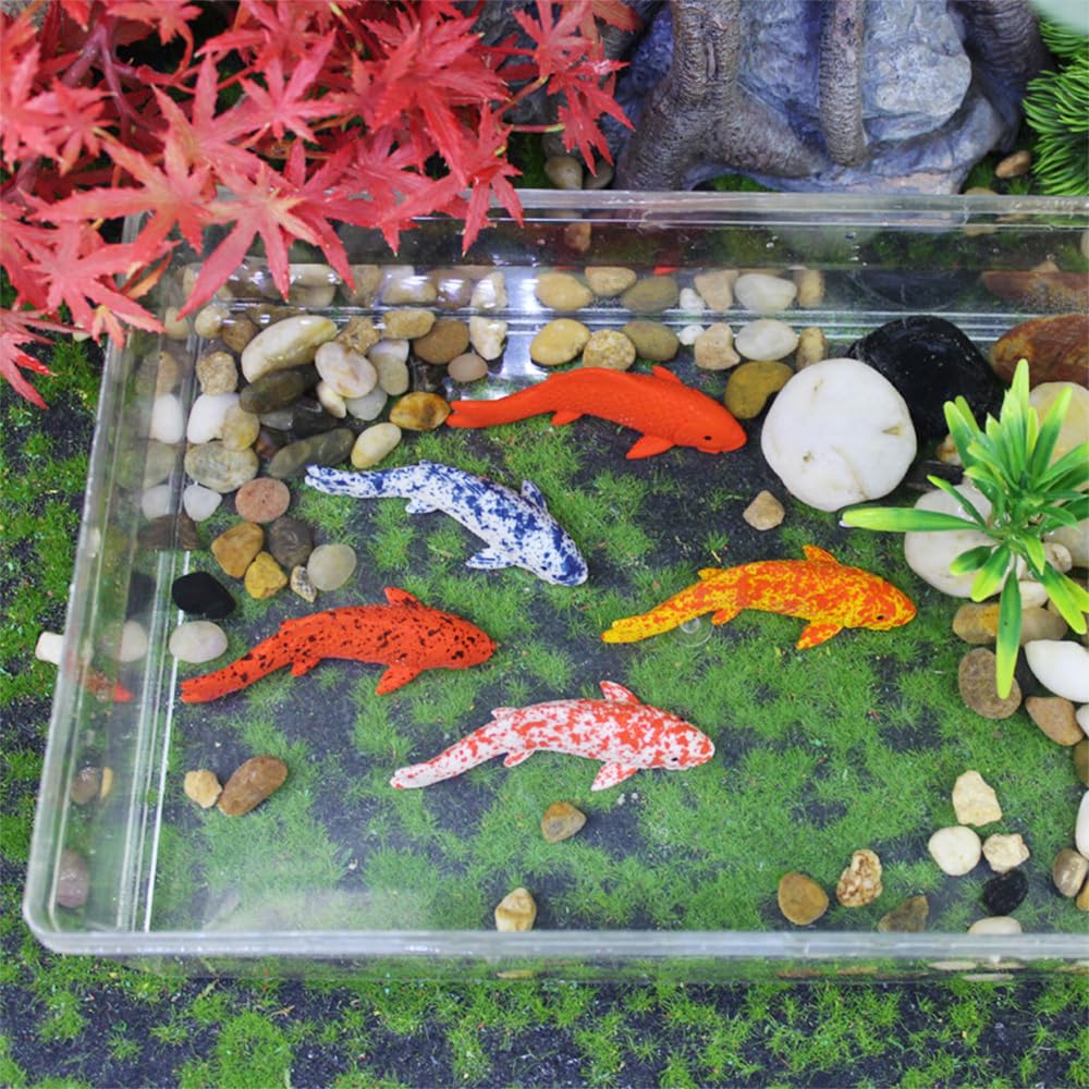 Muepuu 5 Pieces Artificial Floating Fish Statues Aquarium Goldfish Koi ...