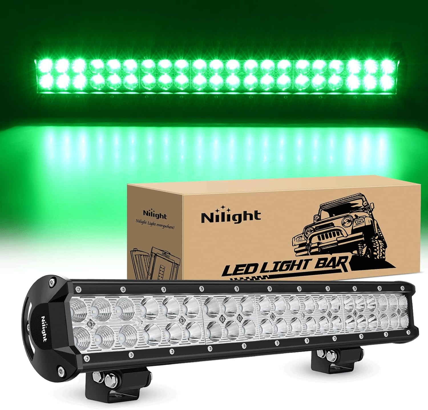 Amazon.com: Nilight LED Light Bar 20 Inch 126W Spot Flood Combo Green ...