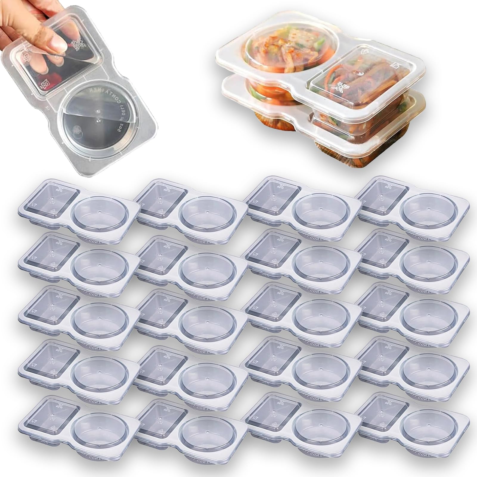 Amazon.com: Double Condiment Containers with Lids, Double Compartment ...