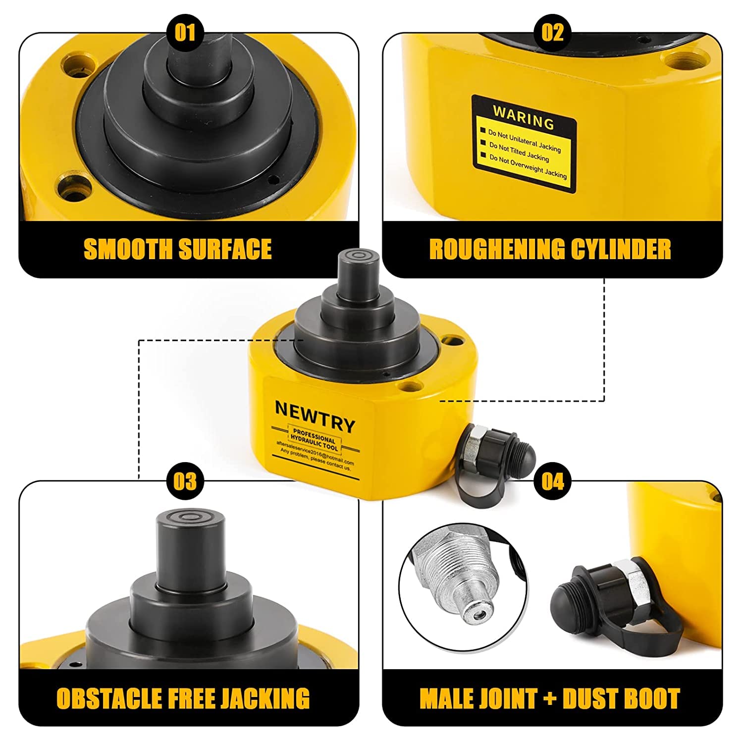 Snapklik.com : NEWTRY Hydraulic Ram Jack 100 Ton Hydraulic Cylinder Low ...