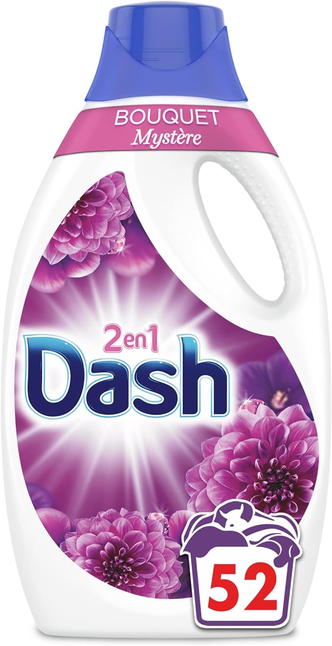 Dash 2en1 Lessive Liquide, 52 Lavages (2.6L), Bouquet Mystère ...