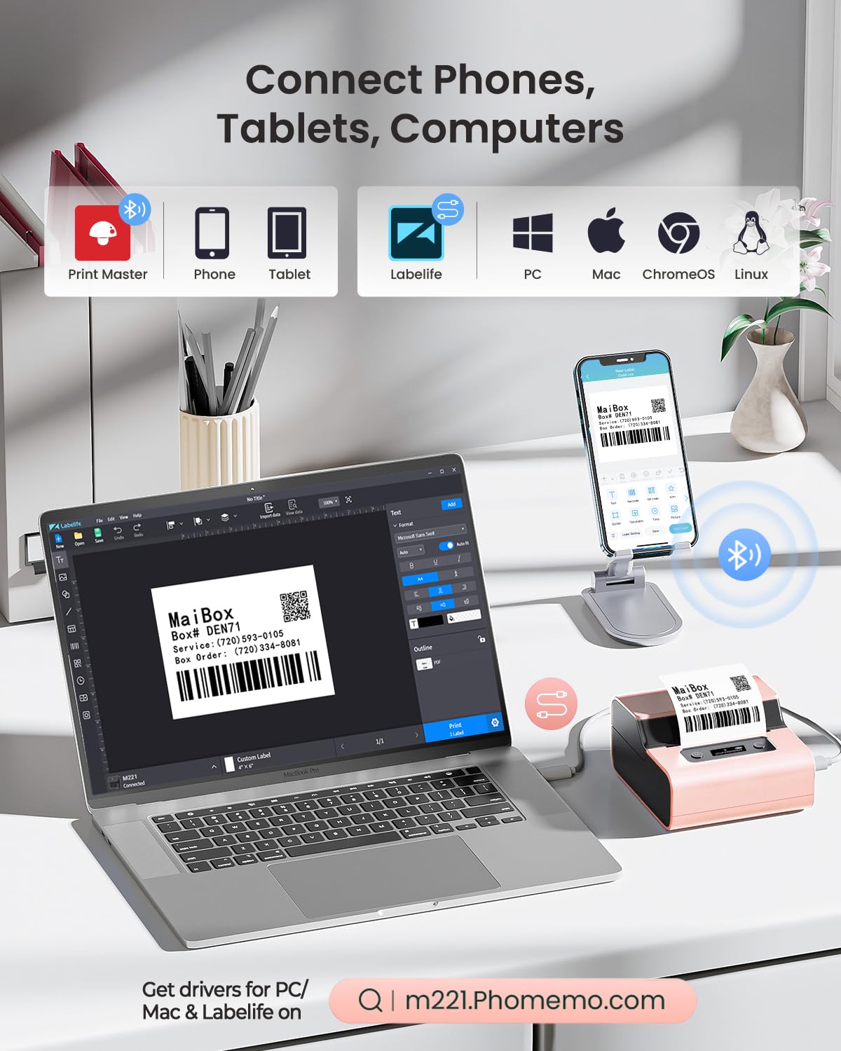 Snapklik.com : Phomemo New M221 Label Printer, Flagship 3 Bluetooth ...