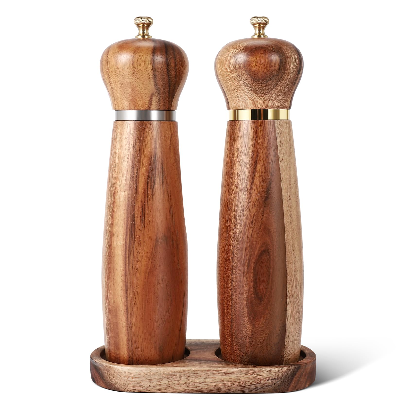 Synpinya 2 Set Wooden Salt and Pepper Mill Set, Pepper Mills, Pepper ...