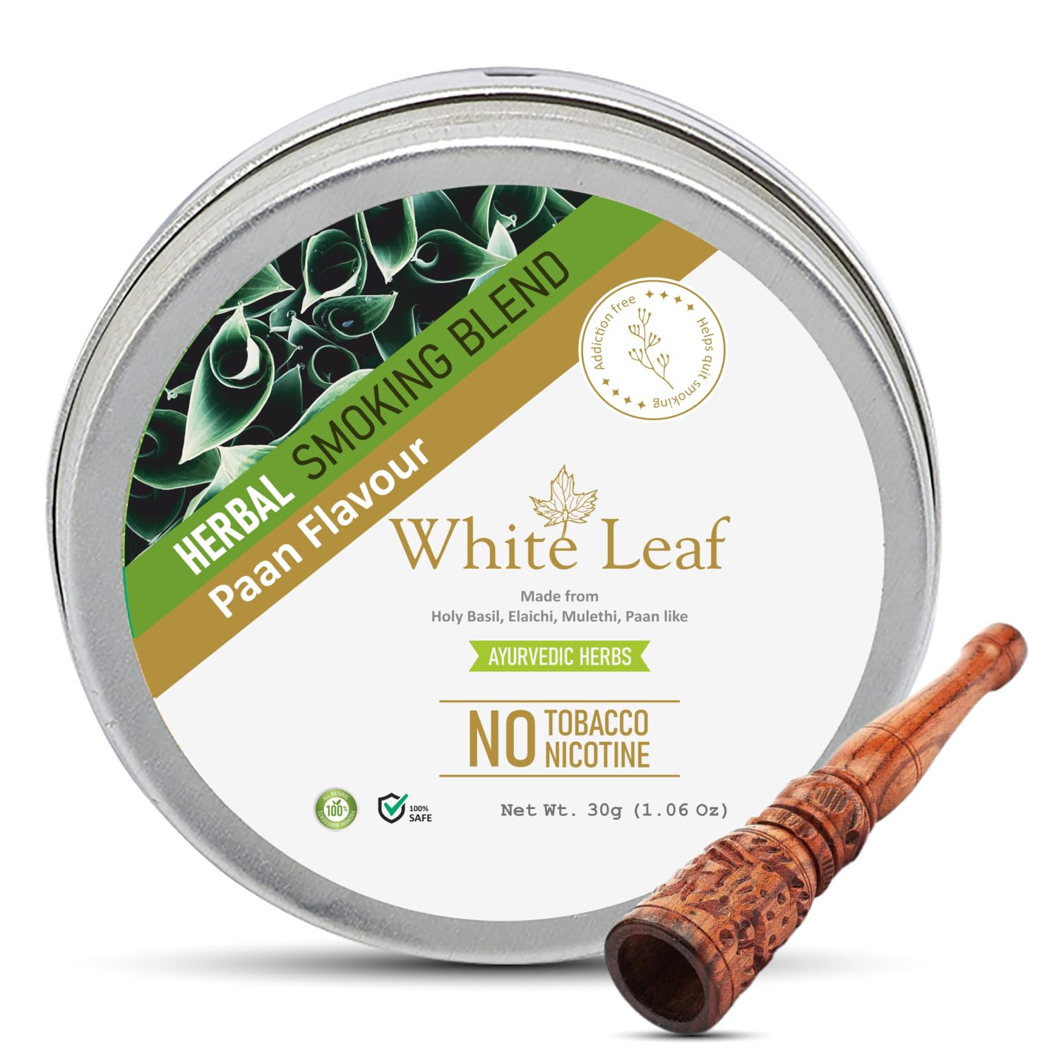 Buy White Leaf Tobacco & Nicotine Free Smoking Mixture With 100% Paan ...