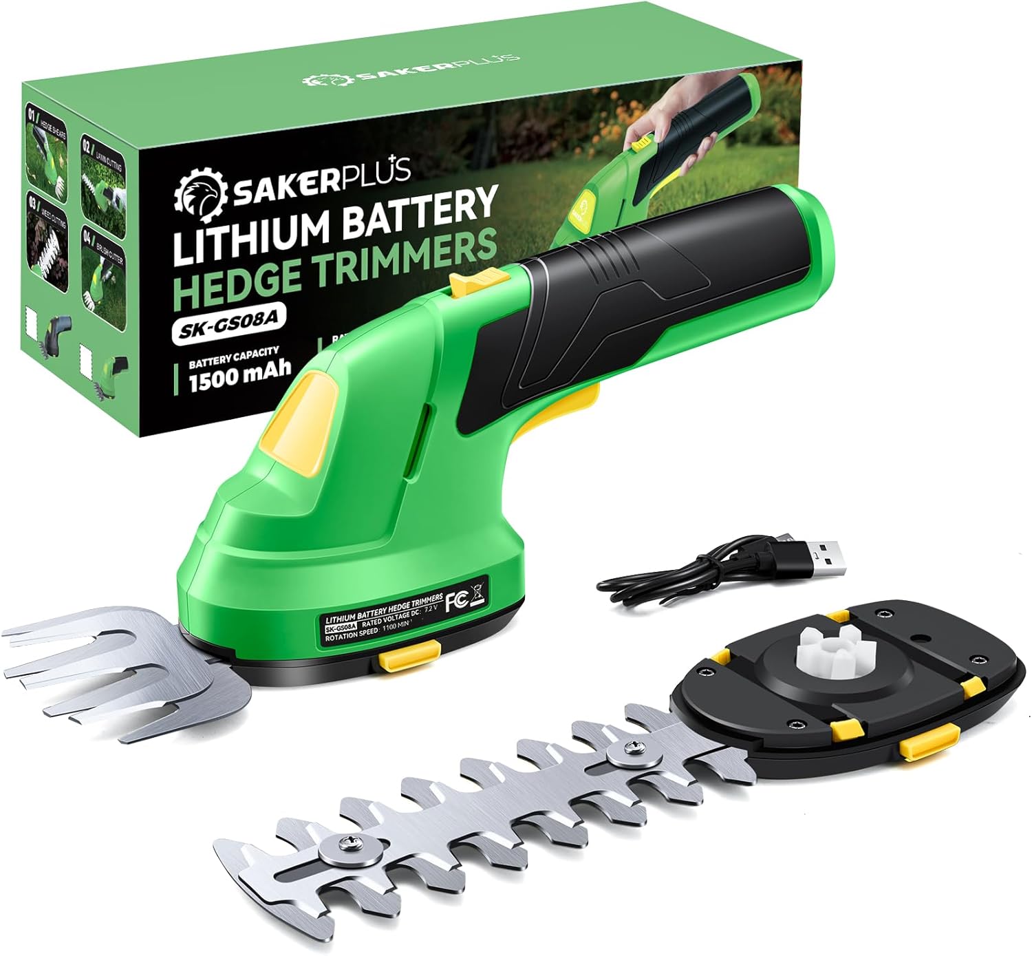 Amazon.com : SakerPlus Cordless Grass Shears & Hedge Trimmer - 2-in-1 7 ...