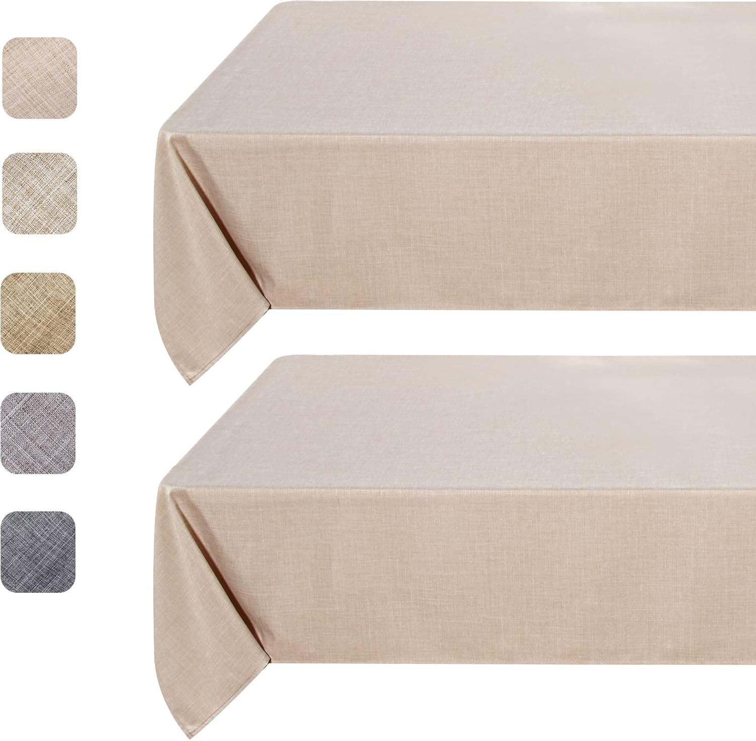 Amazon.com: Fitable Beige Square Tablecloths 2 Pack, Linen Look Fabric ...