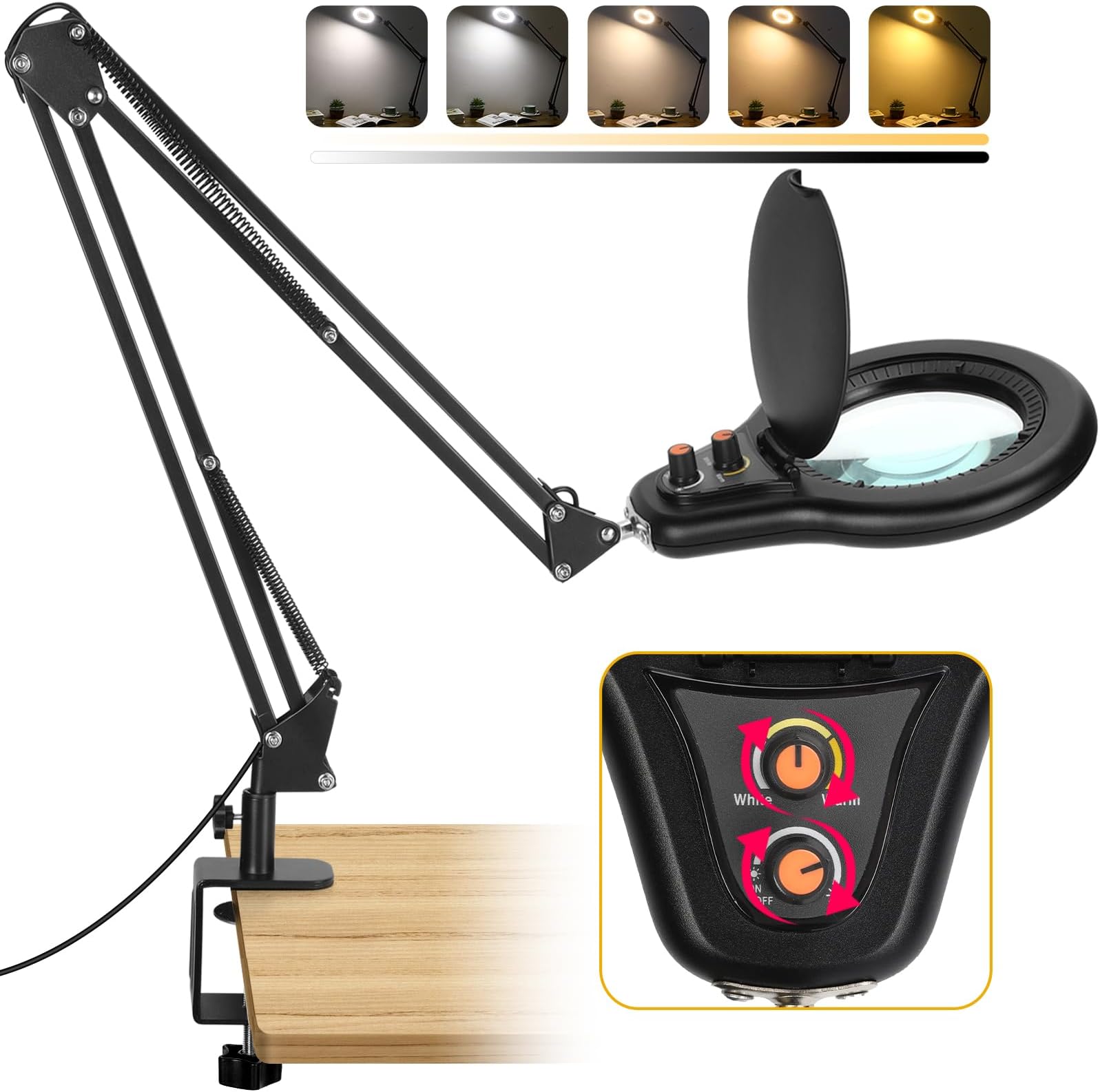 Amazon.com: 10X Magnifying Glass Lamp, Adjustable Swing Arm 72 LEDs ...