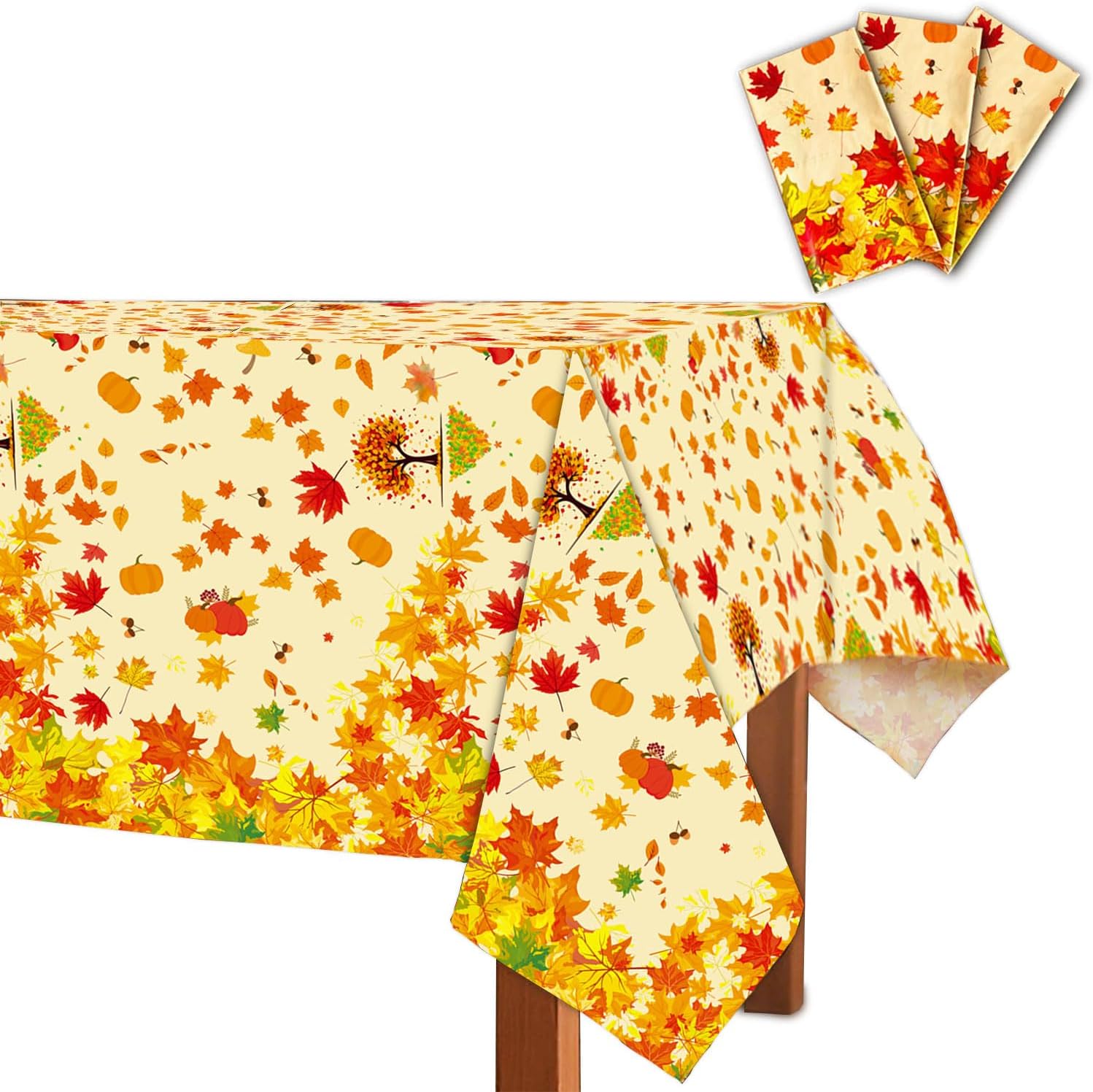 Amazon.com: ONFUTAT 3 Pcs Fall Tablecloth, Autumn Thanksgiving Table ...