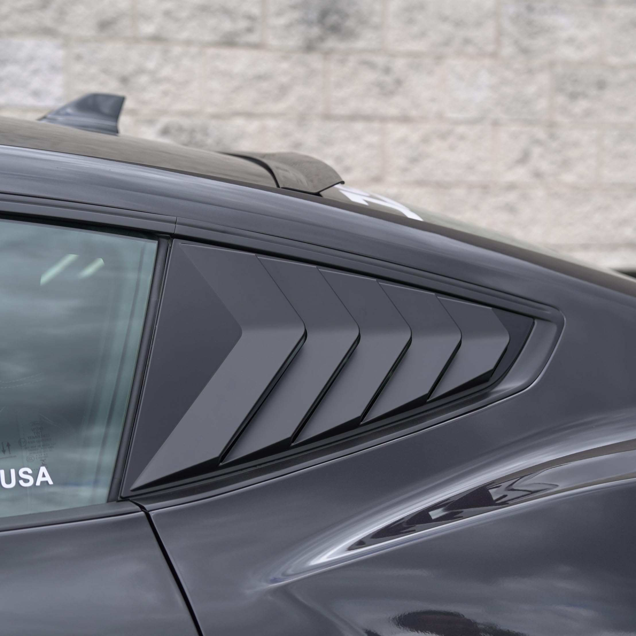 Mustang Fastback Window Louvers Vintage Gloss Black Quarter Window ...
