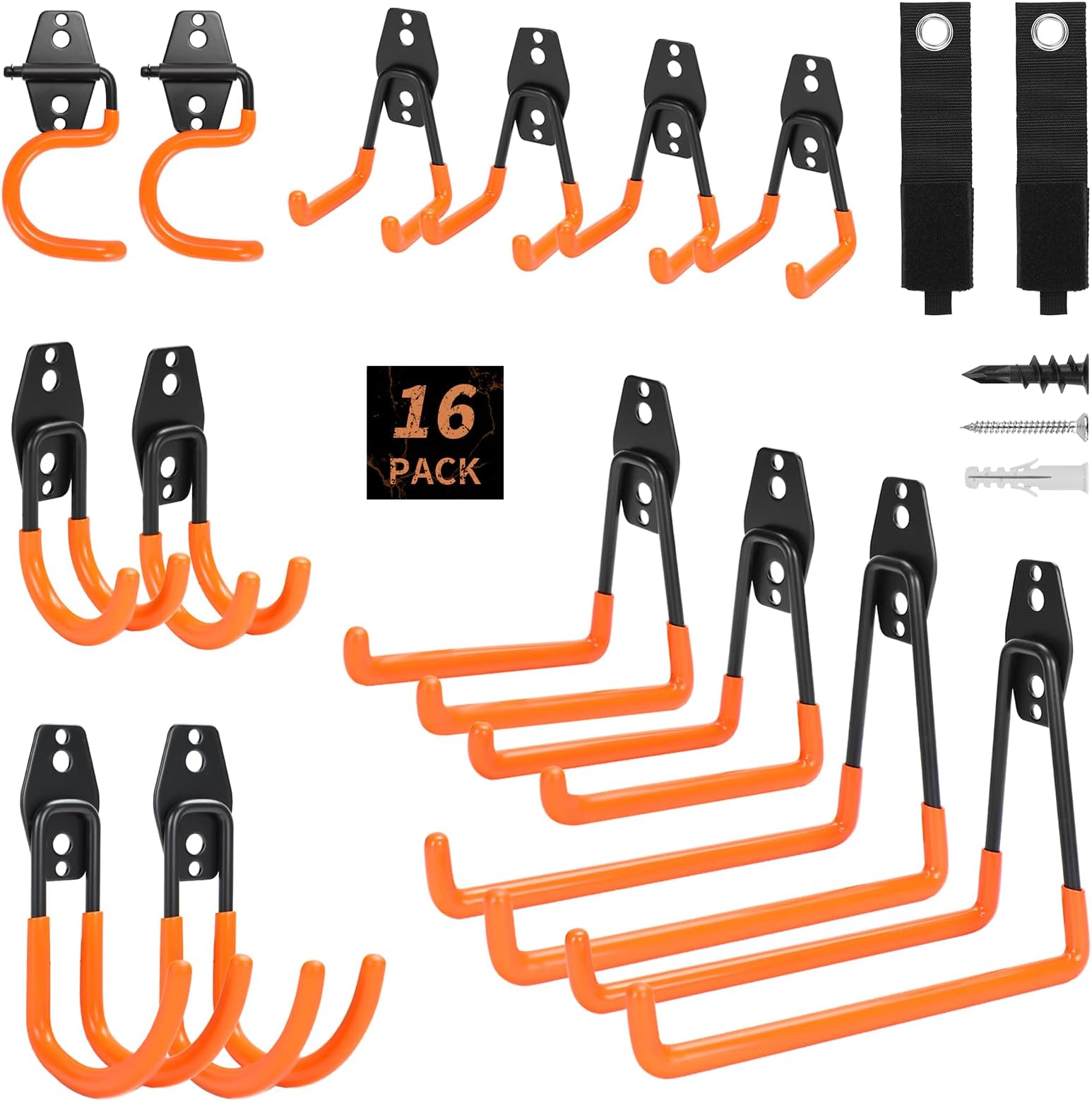 EZ COZY 16 Pack Garage Hooks Heavy Duty, Garden Tool Organizer, Wall ...