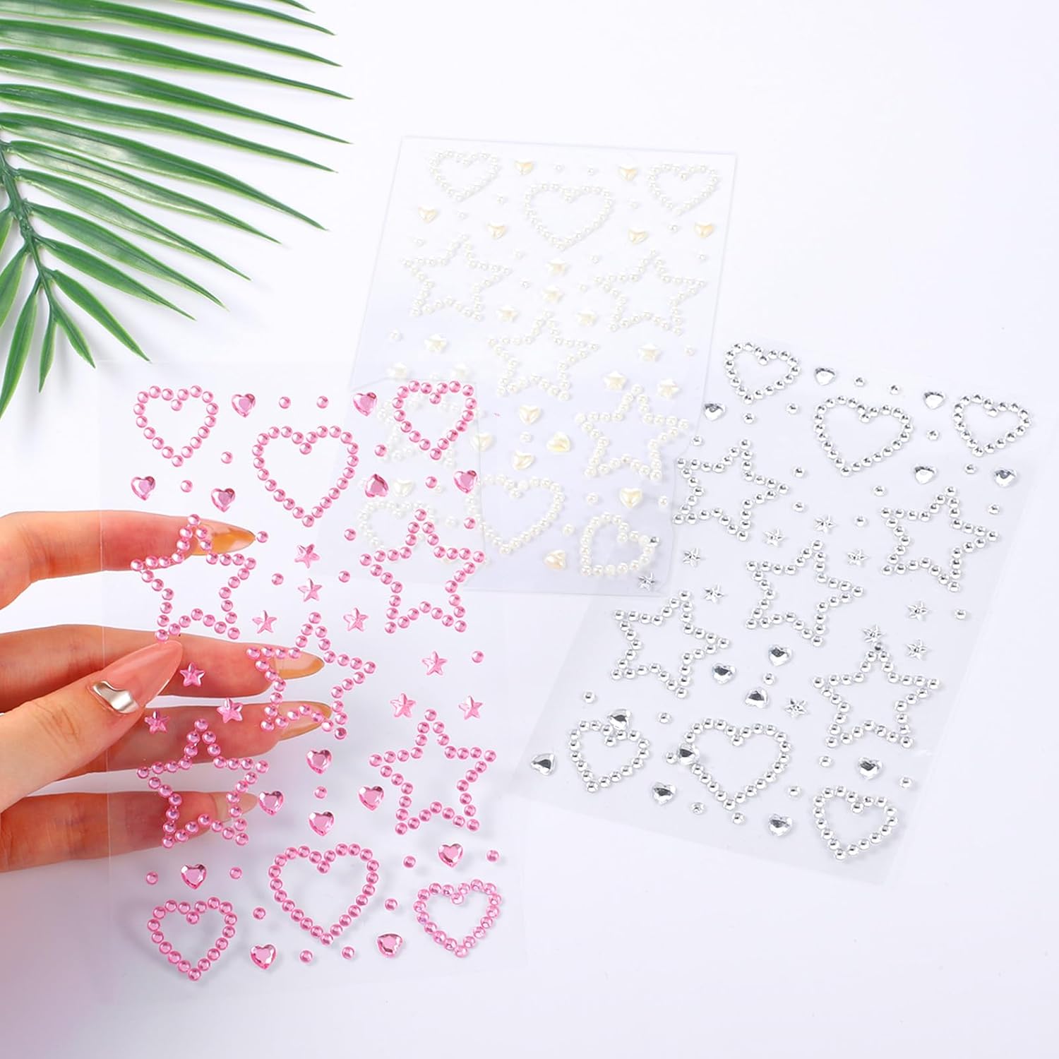 Amazon.com: 3 Sheets Rhinestone Stickers Heart Face Gems Stickers Self ...