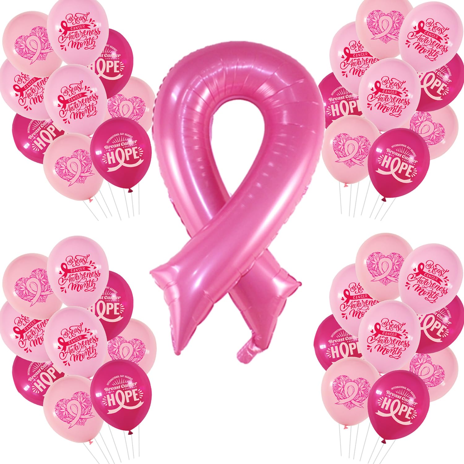 Amazon.com: LOONELO 37pcs Breast Cancer Awareness Balloons Decoration ...