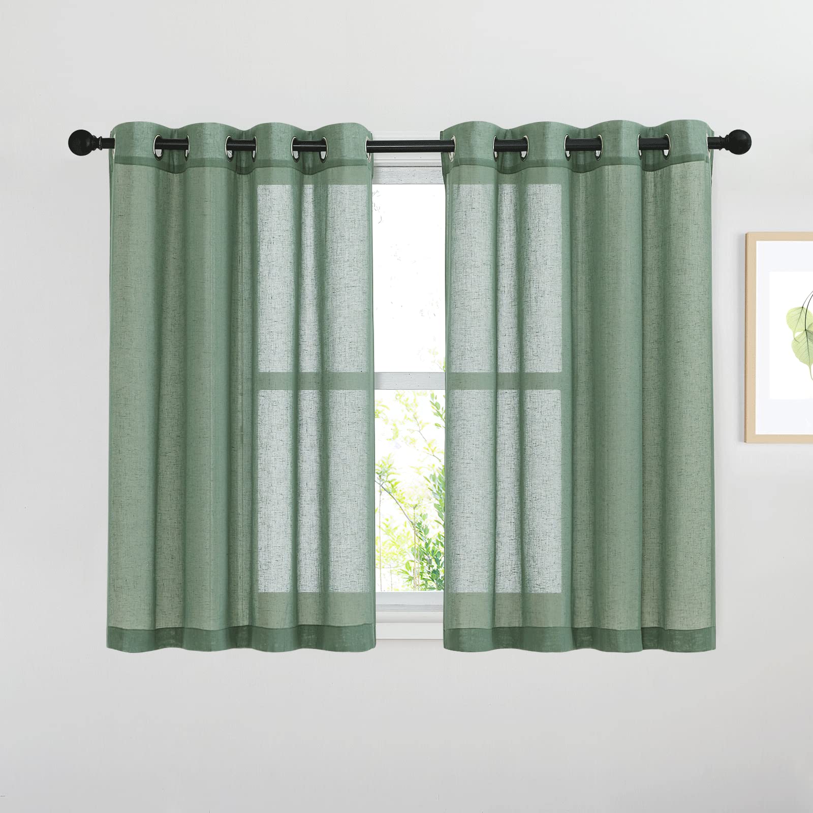 Amazon.com: NICETOWN Semi Sheer Short Curtains for Small Window, Eyelet ...