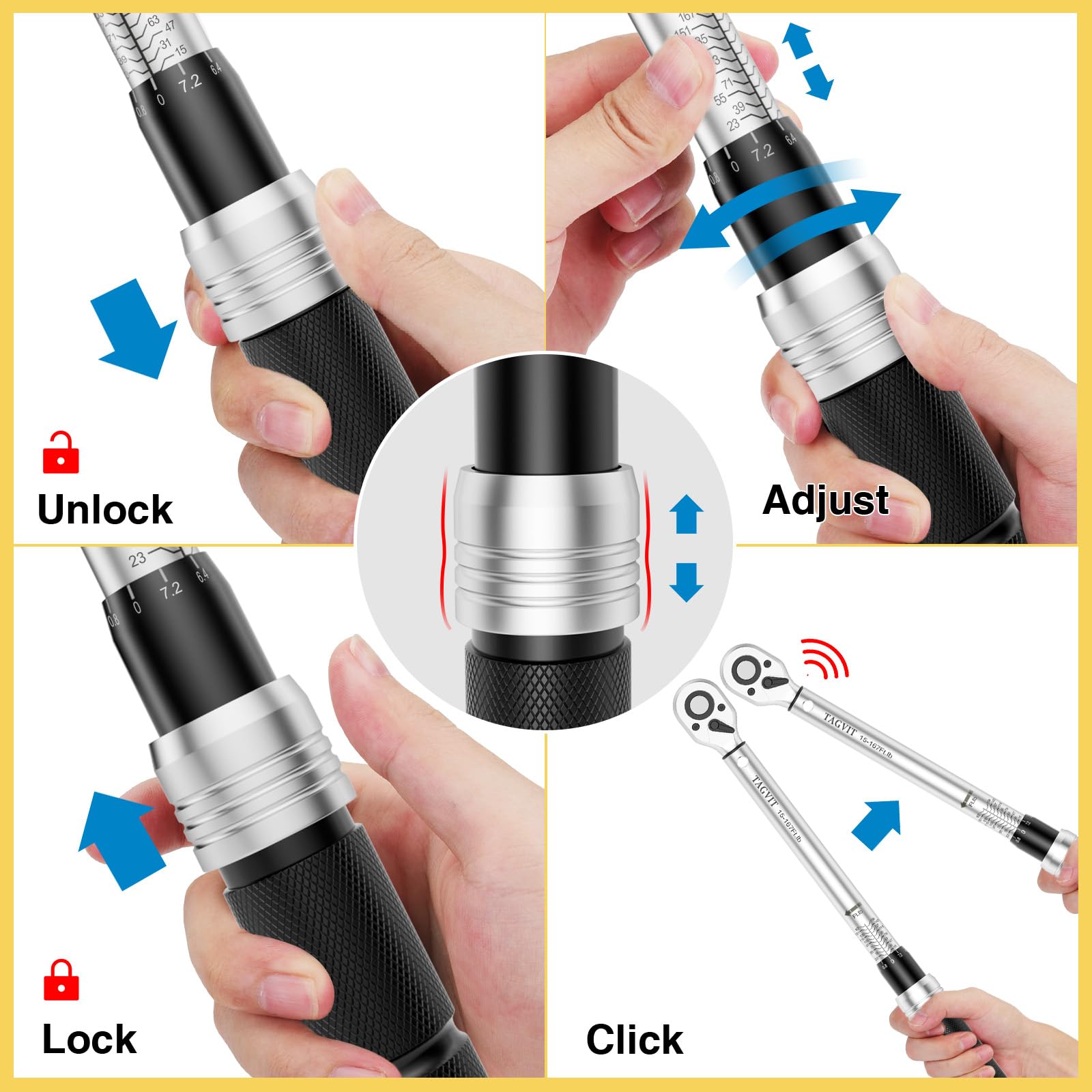 Snapklik.com : 1/2 Inch Drive Click Torque Wrench, 15-167 Ft-Lb/20.4 ...