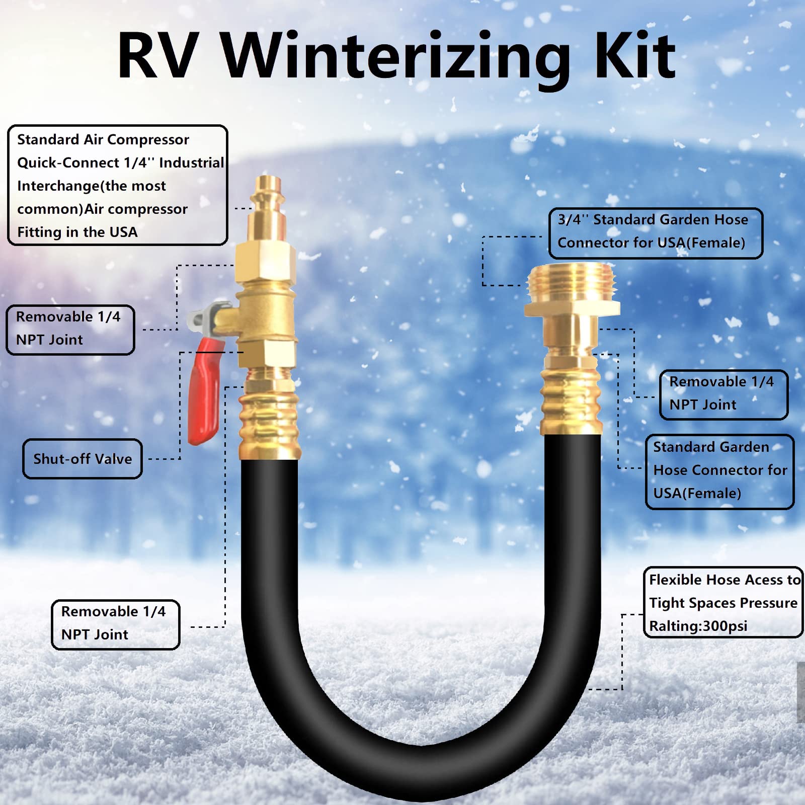 Snapklik.com : RV Winterizing Kit Water Line Blowout Adapter Fitting