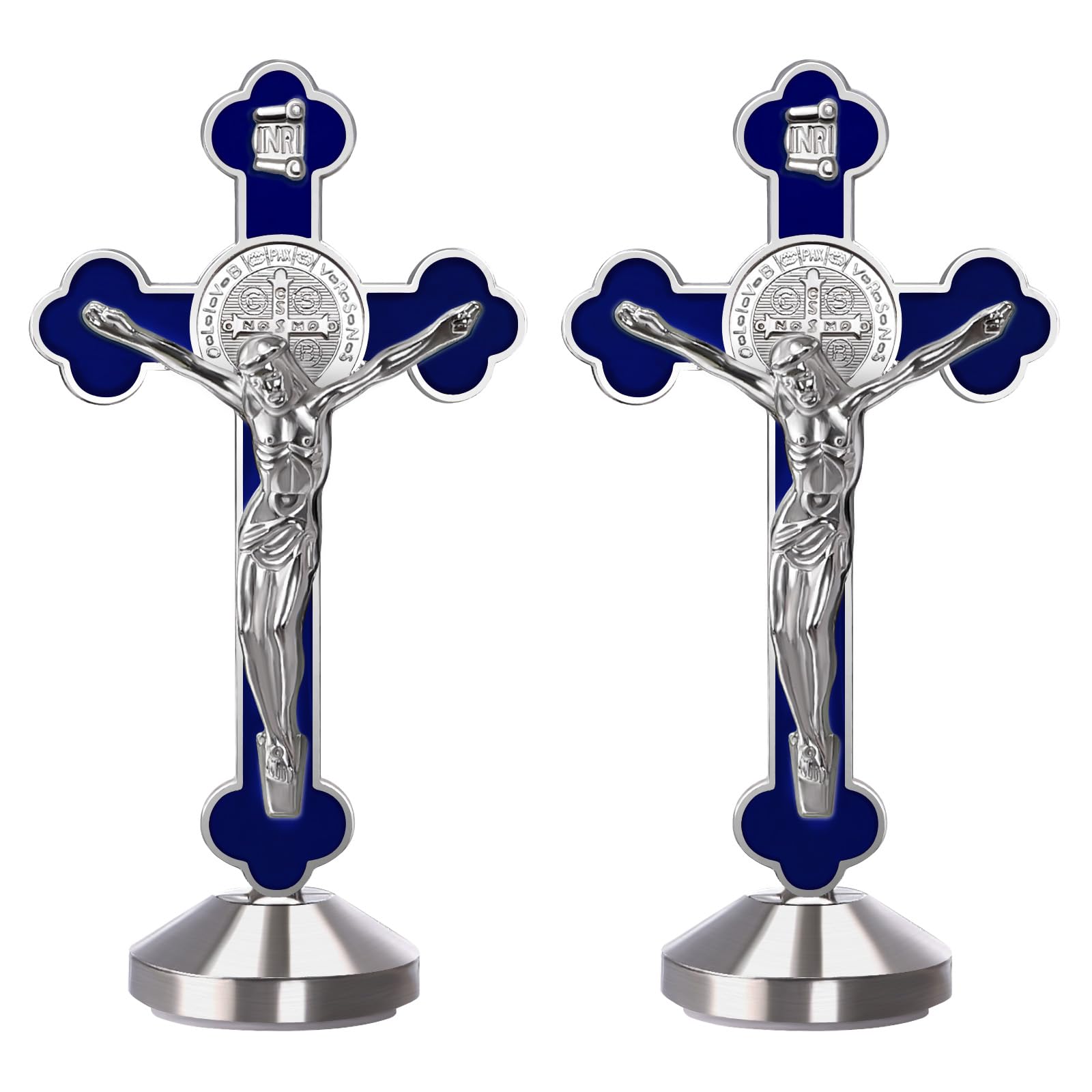 Amazon.com: 2 Pieces 3 Inch Metal Enamel Standing Crucifix Glow in The ...