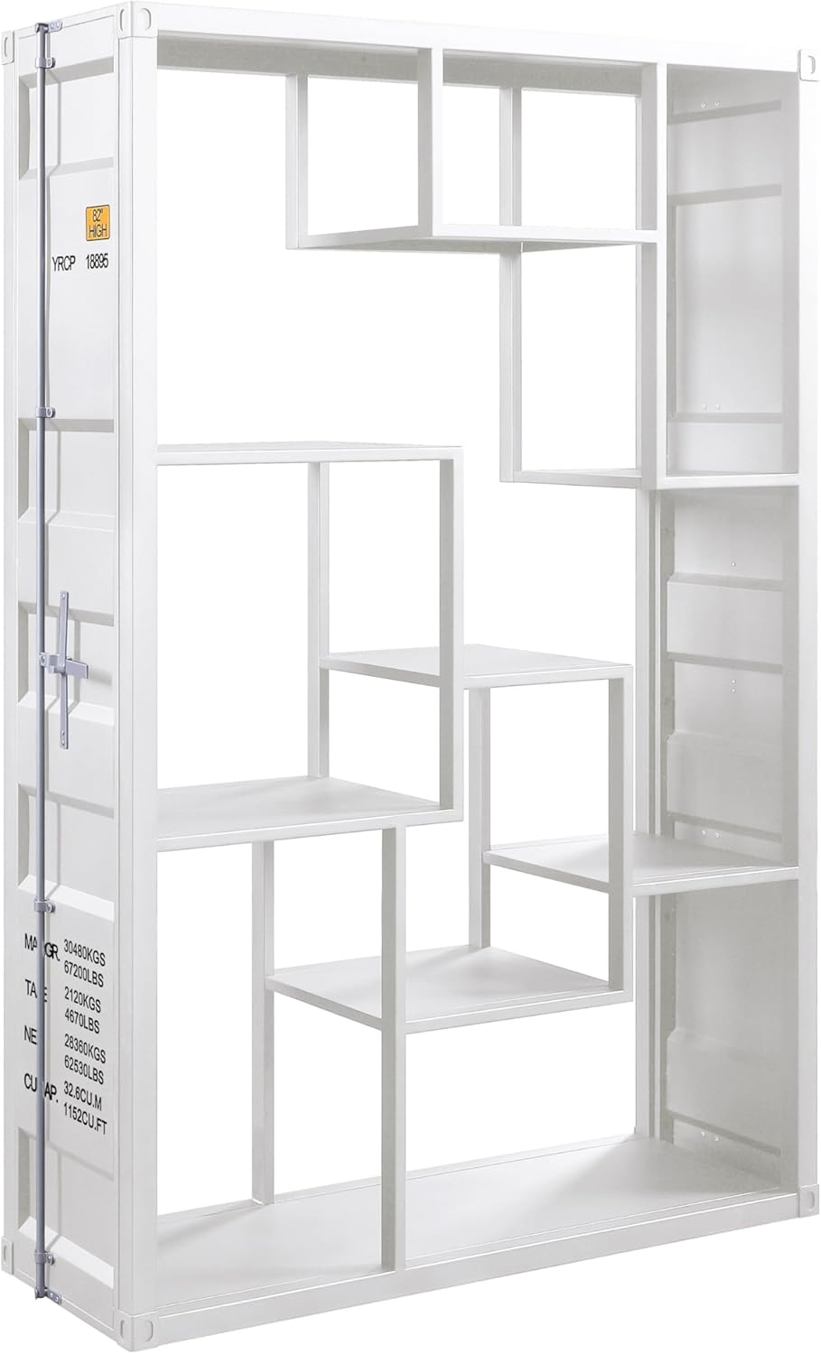 Amazon.com: Benjara, White Industrial Metal Shelf Rack with Recess ...