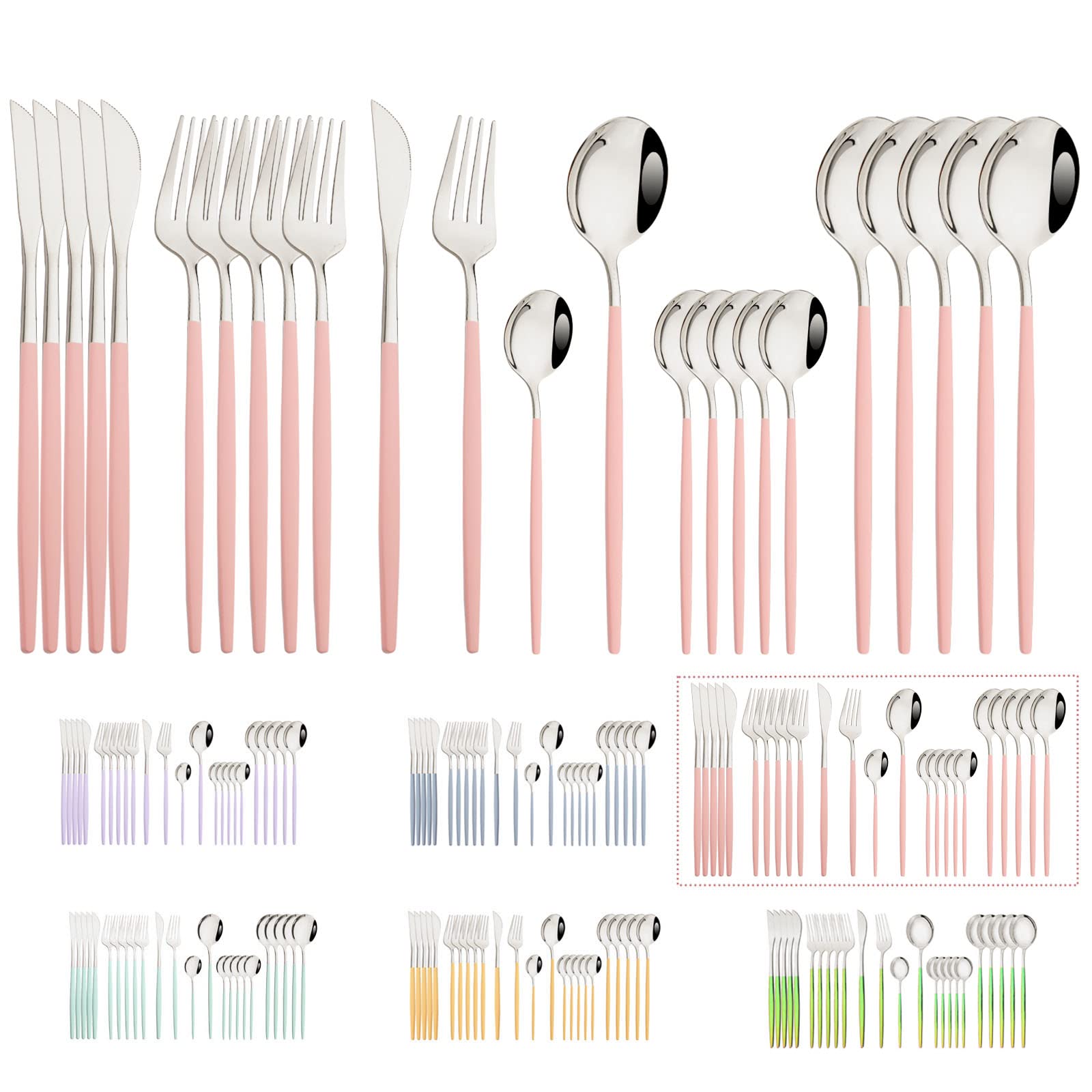 Amazon.com | JASHII 24pcs Luxury Flatware Set,Stainless Steel Dinning ...