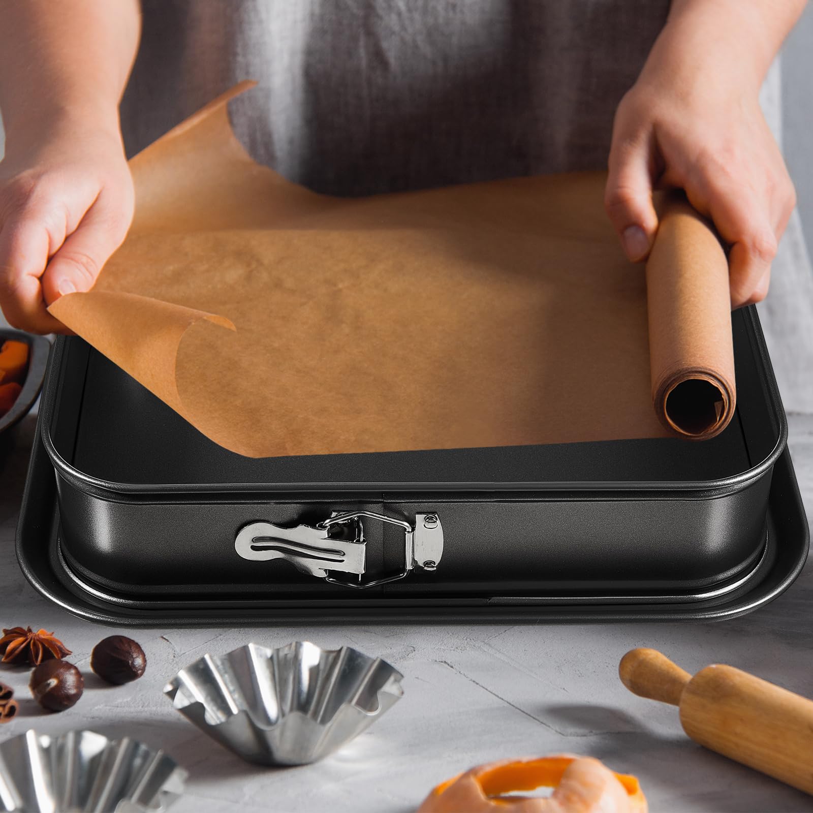 Removable Bottom Pans 2-Pack Non-Stick Rectangle Springform Pans ...
