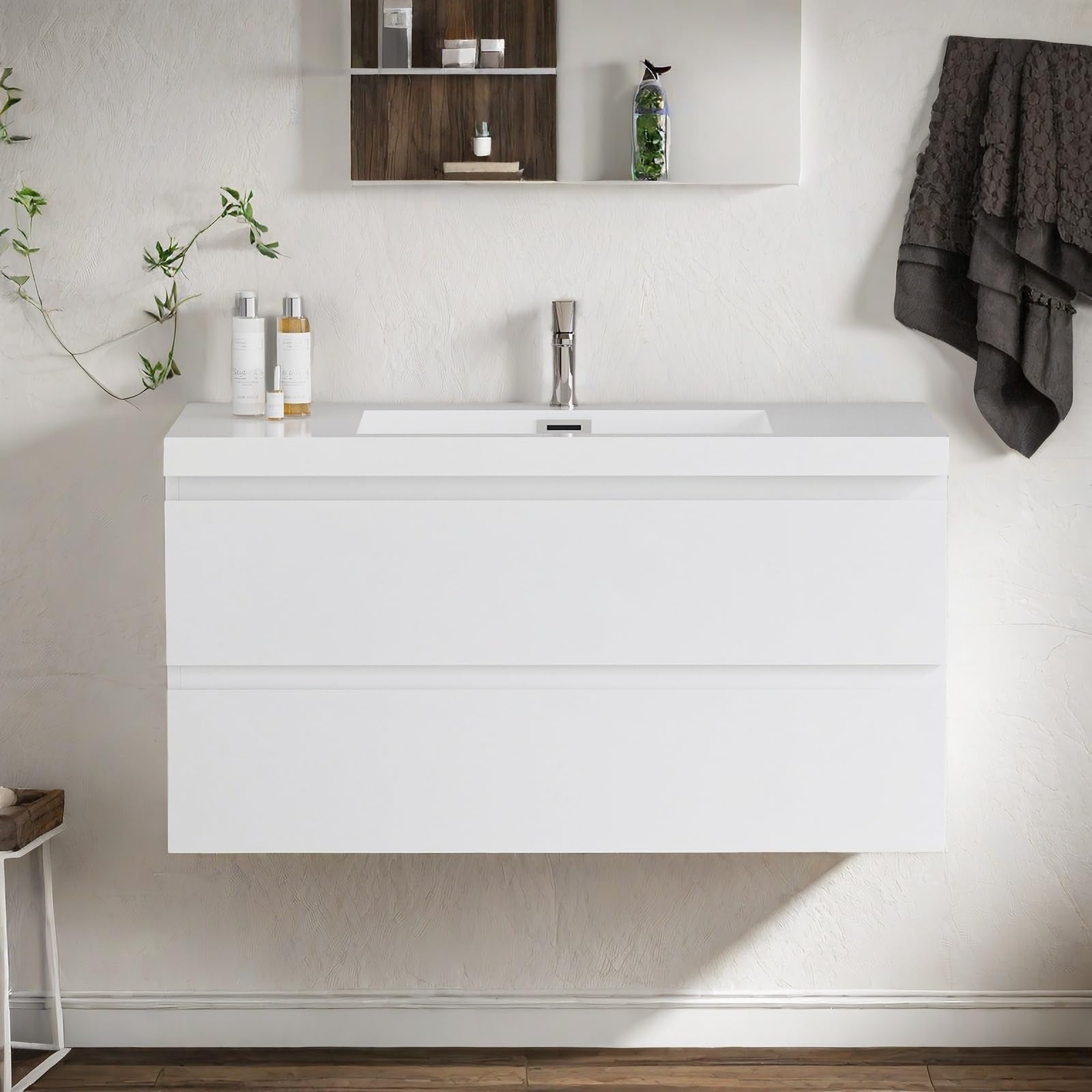 Amazon.com: ChicFurnit Bathroom Vanity,42'' Floating Vanity with Resin ...