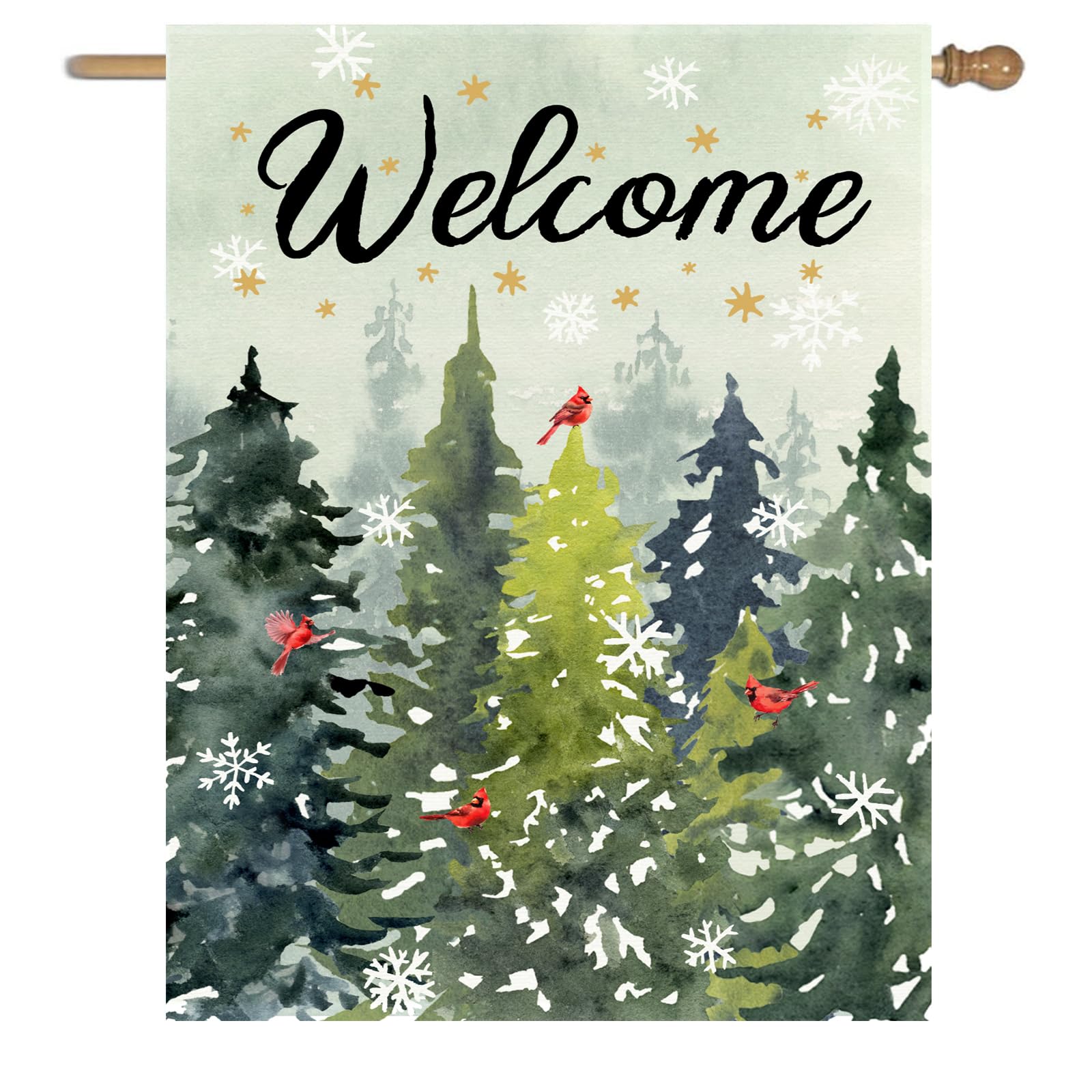 Amazon.com : Welcome Winter House Flags Snowy Forest Pine Tree Garden ...