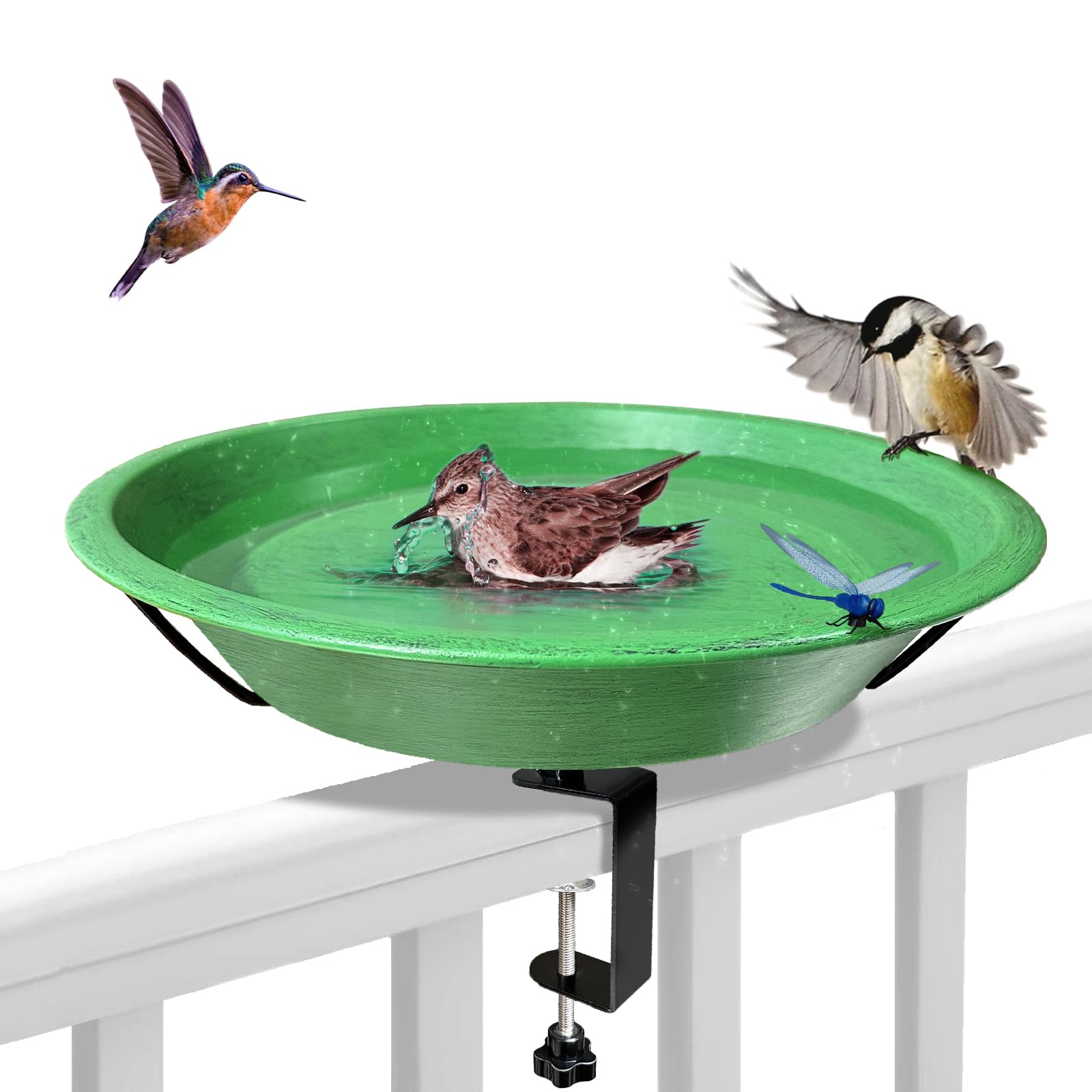 Snapklik.com : WANGIRO Bird Bath Deck Mounted Bowl 12 Inch Metal Bird Baths