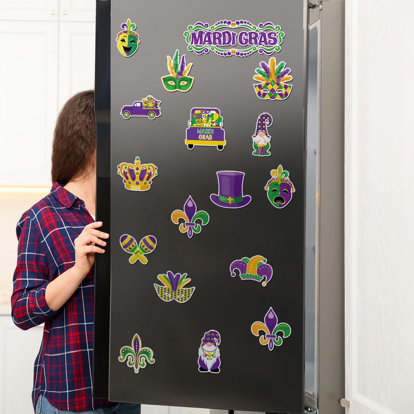 Snapklik.com : Fabbay 25 Pcs Mardi Gras Gnome Decorations Magnets ...