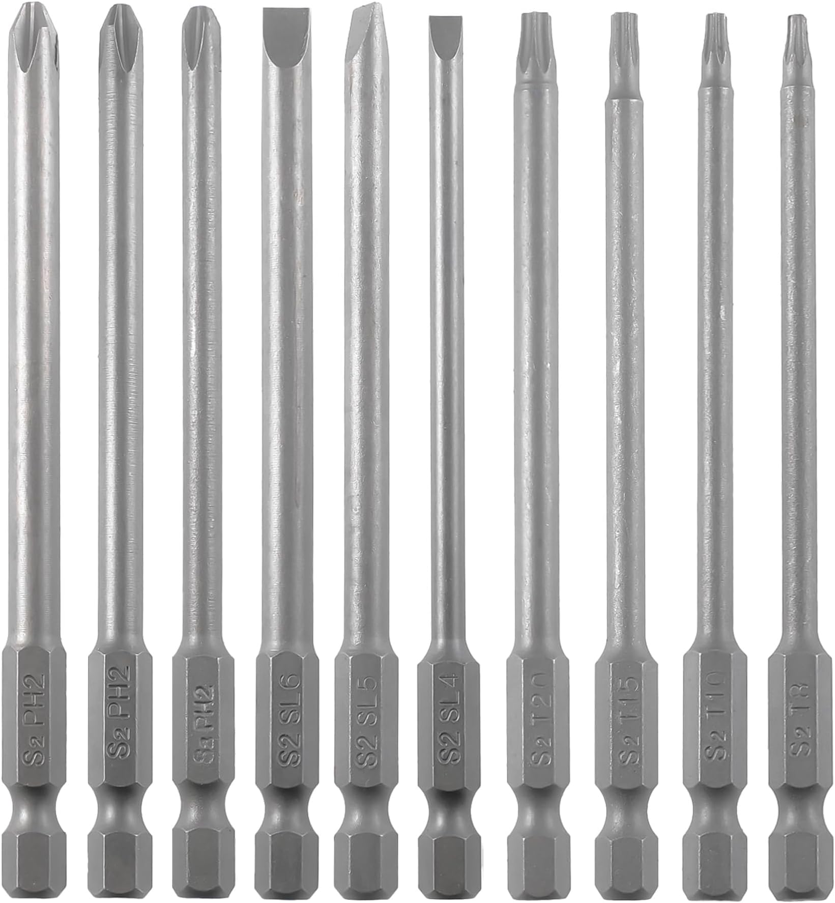 VESTTIO Slotted Phillips Torx Security Long Screwdriver Bit Set 10PCS 1 ...