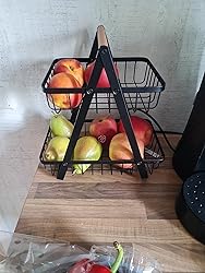 EKXOZV Obst Etagere, 2 Etagen,Obstkorb Rack Obstschale, Abnehmbar ...