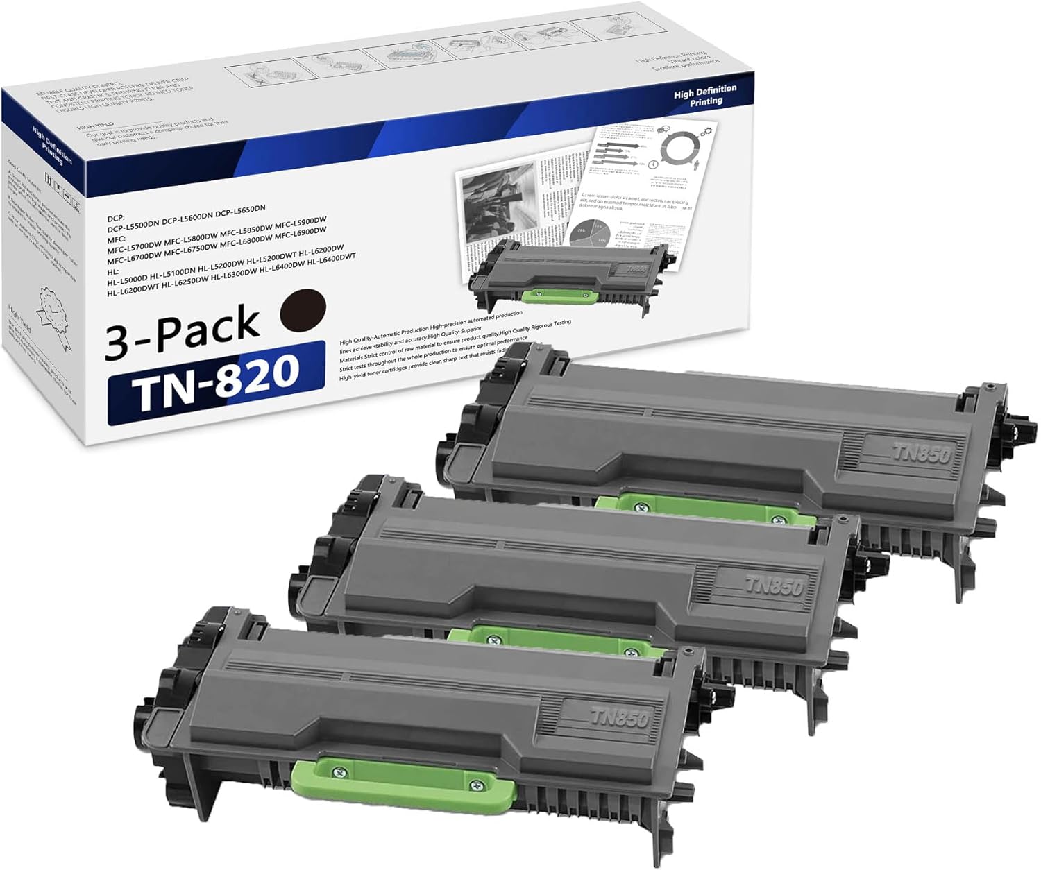 Amazon.com: TN820 TN-820 High Yield Toner Cartridge Replacement for ...