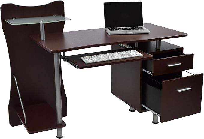 Amazon.com: 51'' Computer Desk with File Cabinet and Glass Printer ...