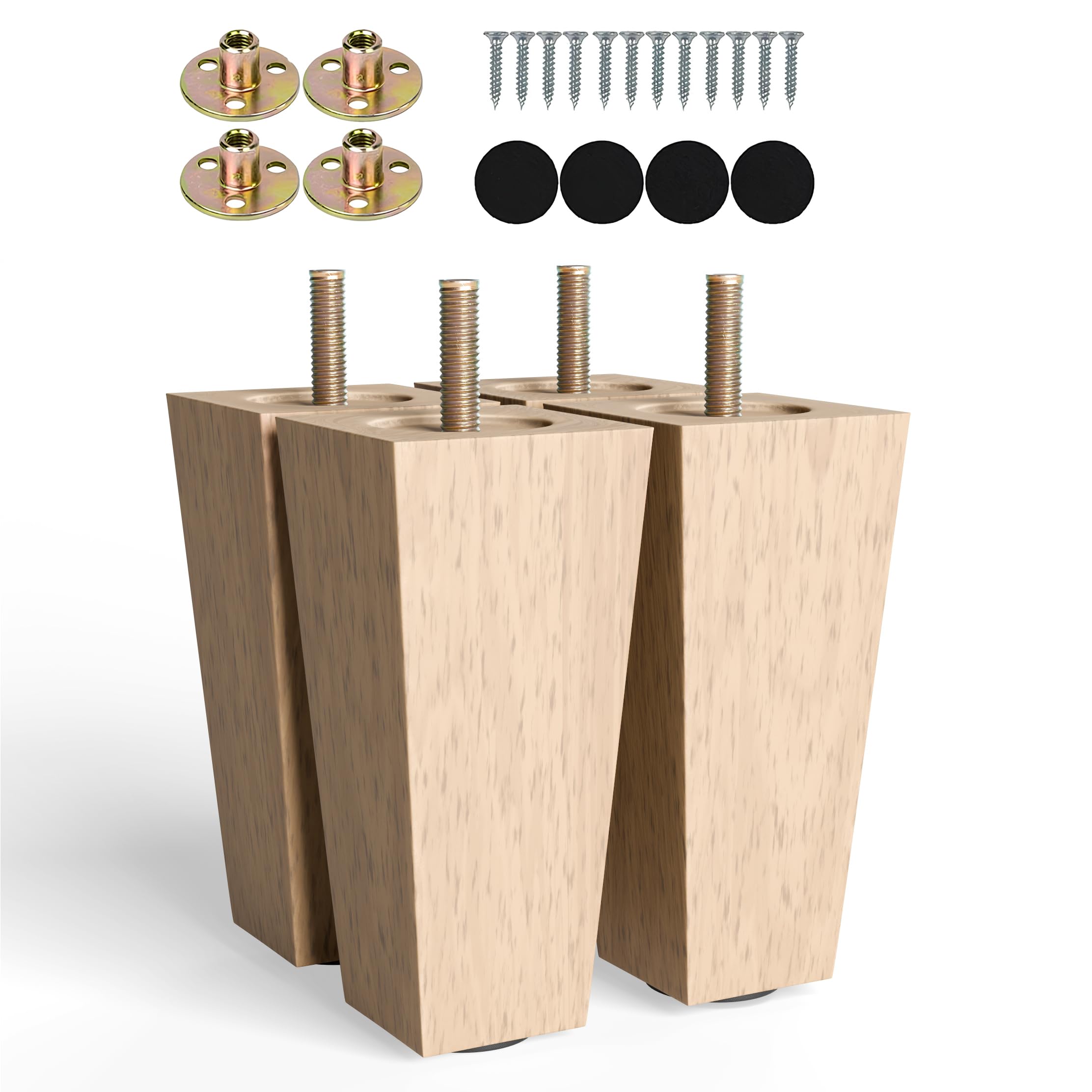 Amazon.com: Albo Wood Furniture Legs 6 inch, Heavy Duty Sofa Legs, Pack ...
