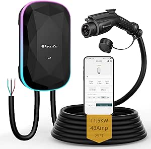 Amazon.com: RIPPLEON Level 2 EV Charger 48 Amp 11.5KW J1772 Hardwired 240V Home Electric Car ...
