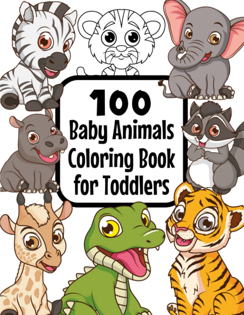 Buy 100 Baby Animals Coloring Book for Toddlers: Happy Animals Coloring ...