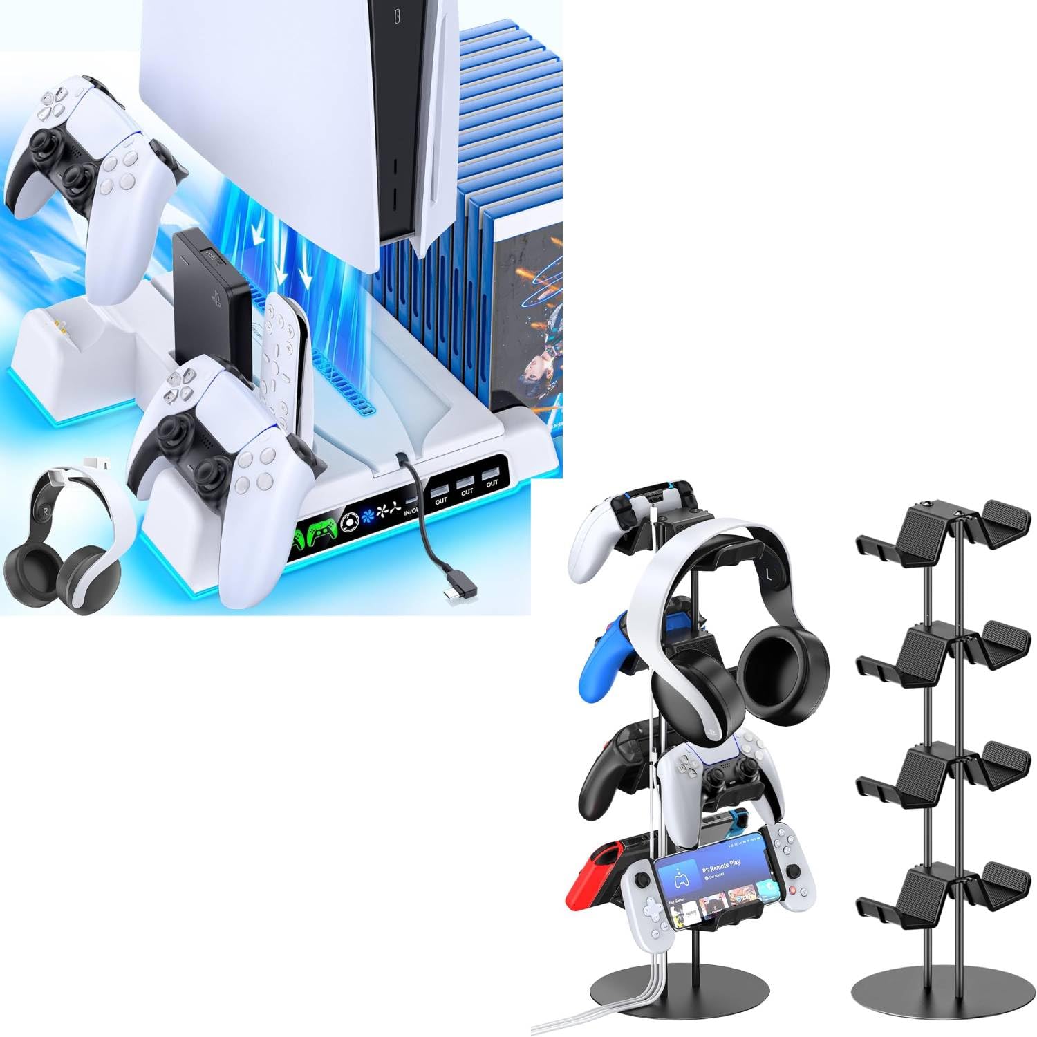 Amazon.com: PS5/ PS5 Slim Stand for Disc & Digital Console & Controller ...