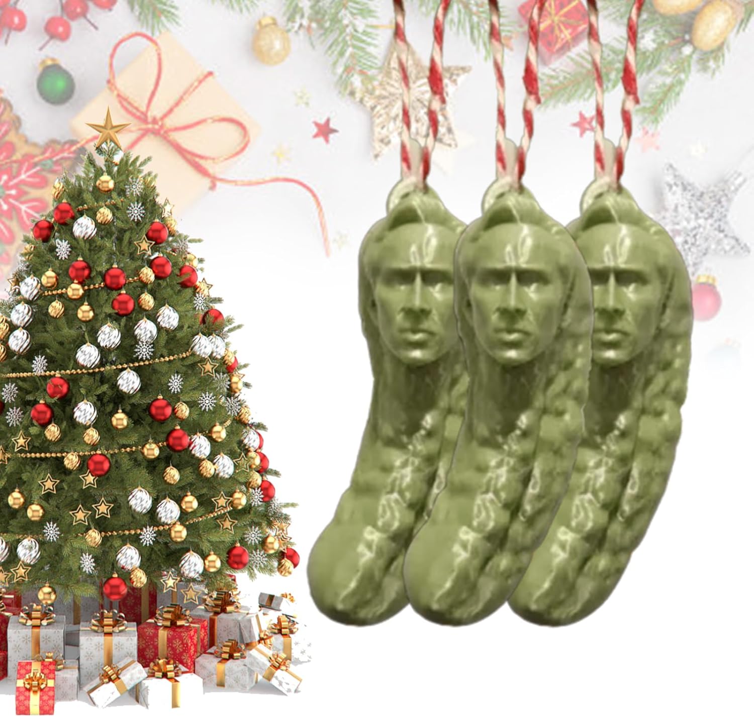 Amazon.com: Picolas Cage Christmas Ornament, Funny Picolas Cage Pickle ...
