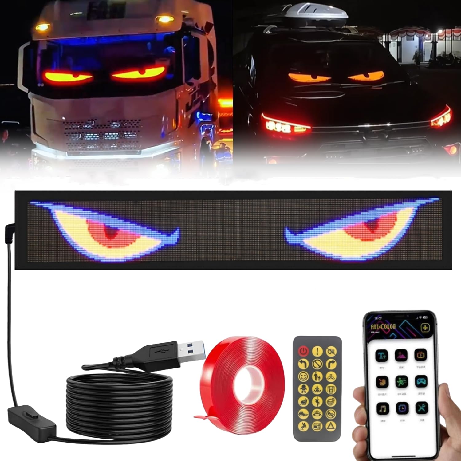 Amazon.com: Devil Led Eyes for Windshield, Animated Glowing Car Eyes ...