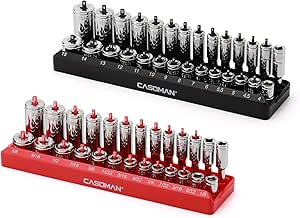 CASOMAN 2PCS Socket Tray Set, Black & Red, 1/4"Dr. Deep and Shallow ...